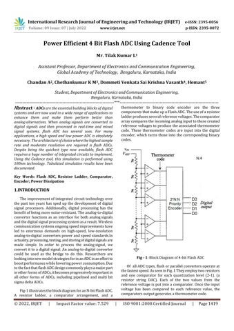 Power Efficient 4 Bit Flash ADC Using Cadence Tool by IRJET Journal - Issuu
