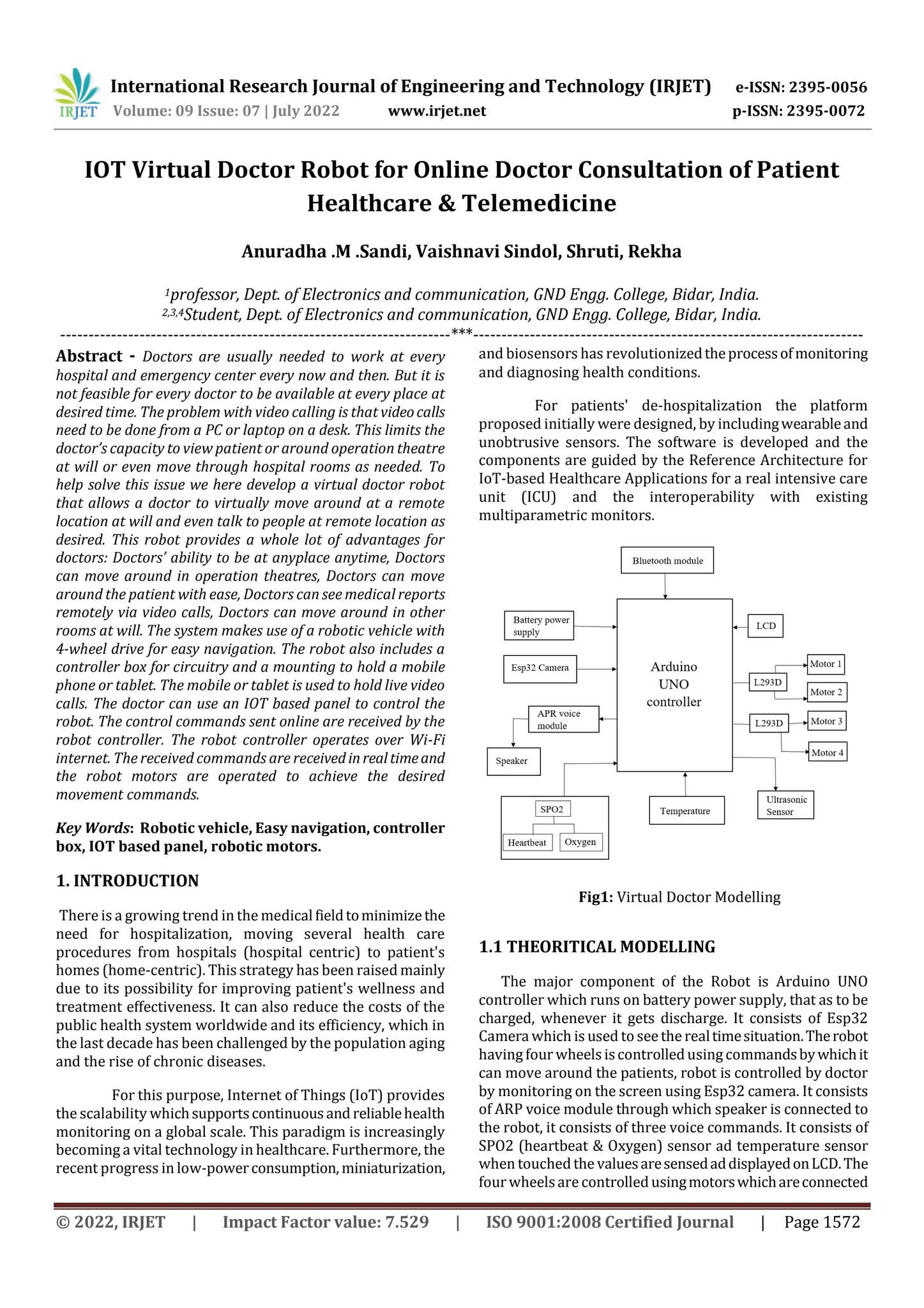 IOT Virtual Doctor Robot for Online Doctor Consultation of Patient ...