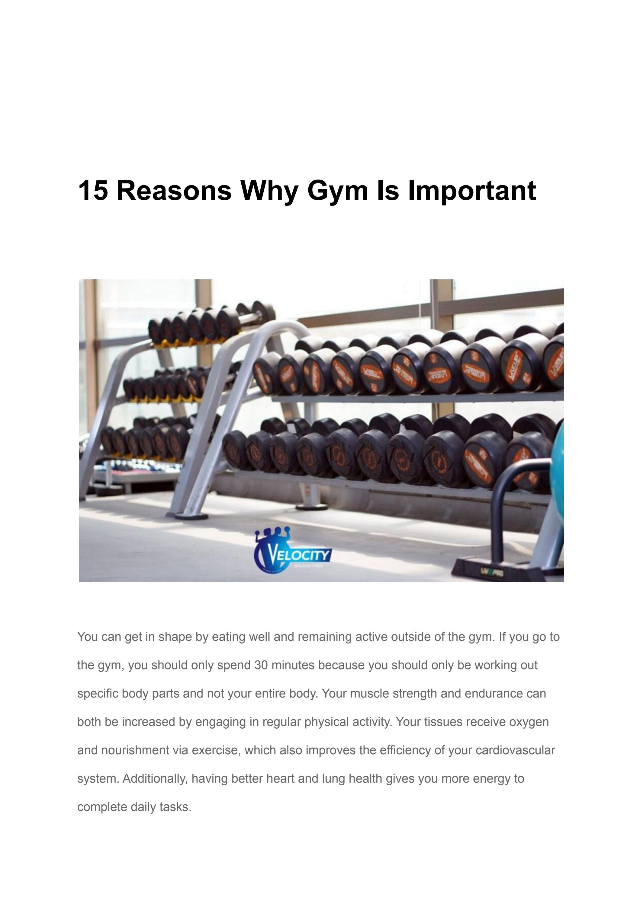15 Reasons Why Gym Is Important by Velocity.gym - Issuu