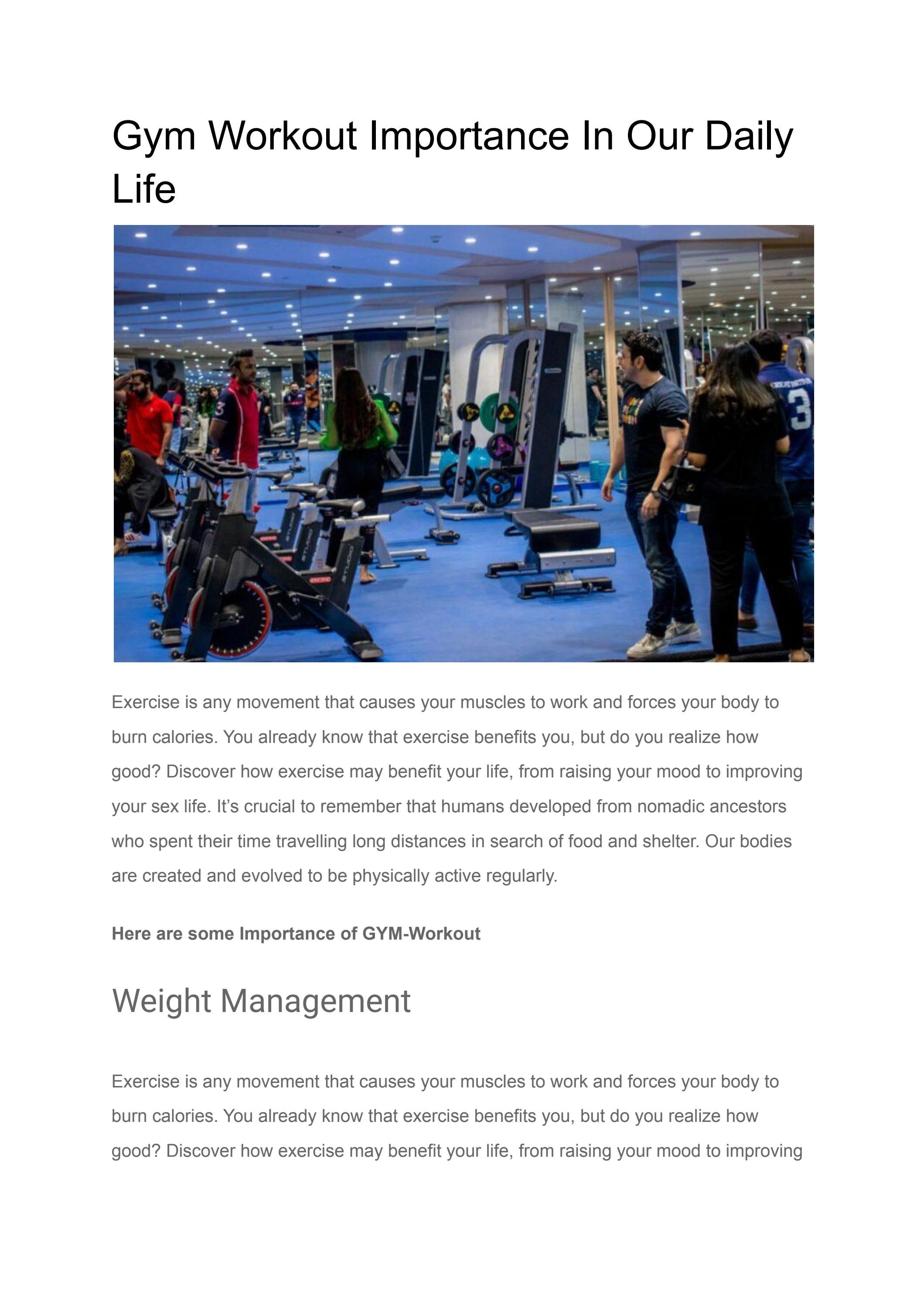Gym Workout Importance In Our Daily Life by Velocity.gym - Issuu