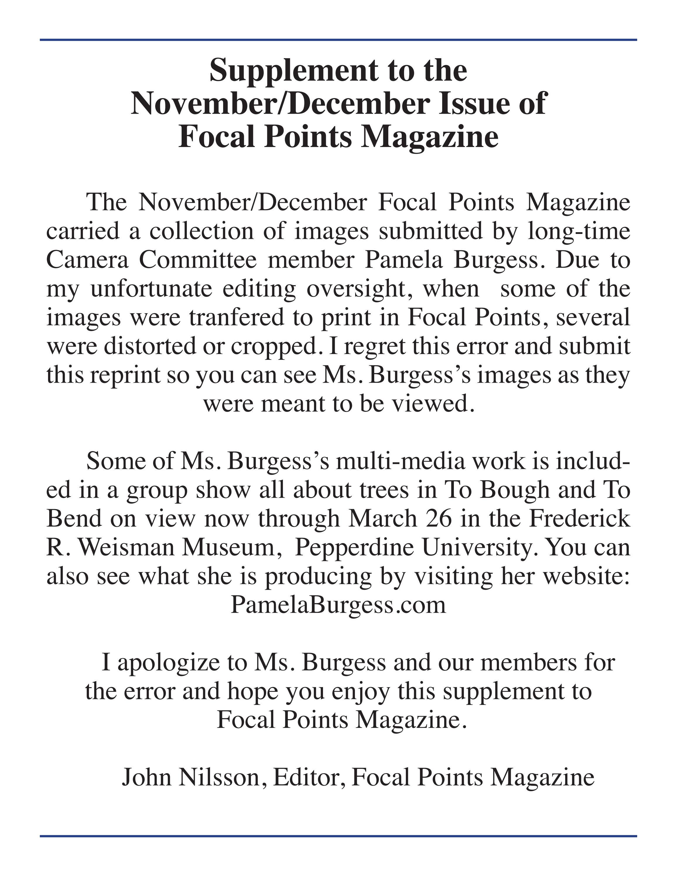 Supplement to Nov/Dec Issue of Focal Points Magazine by John Nilsson ...