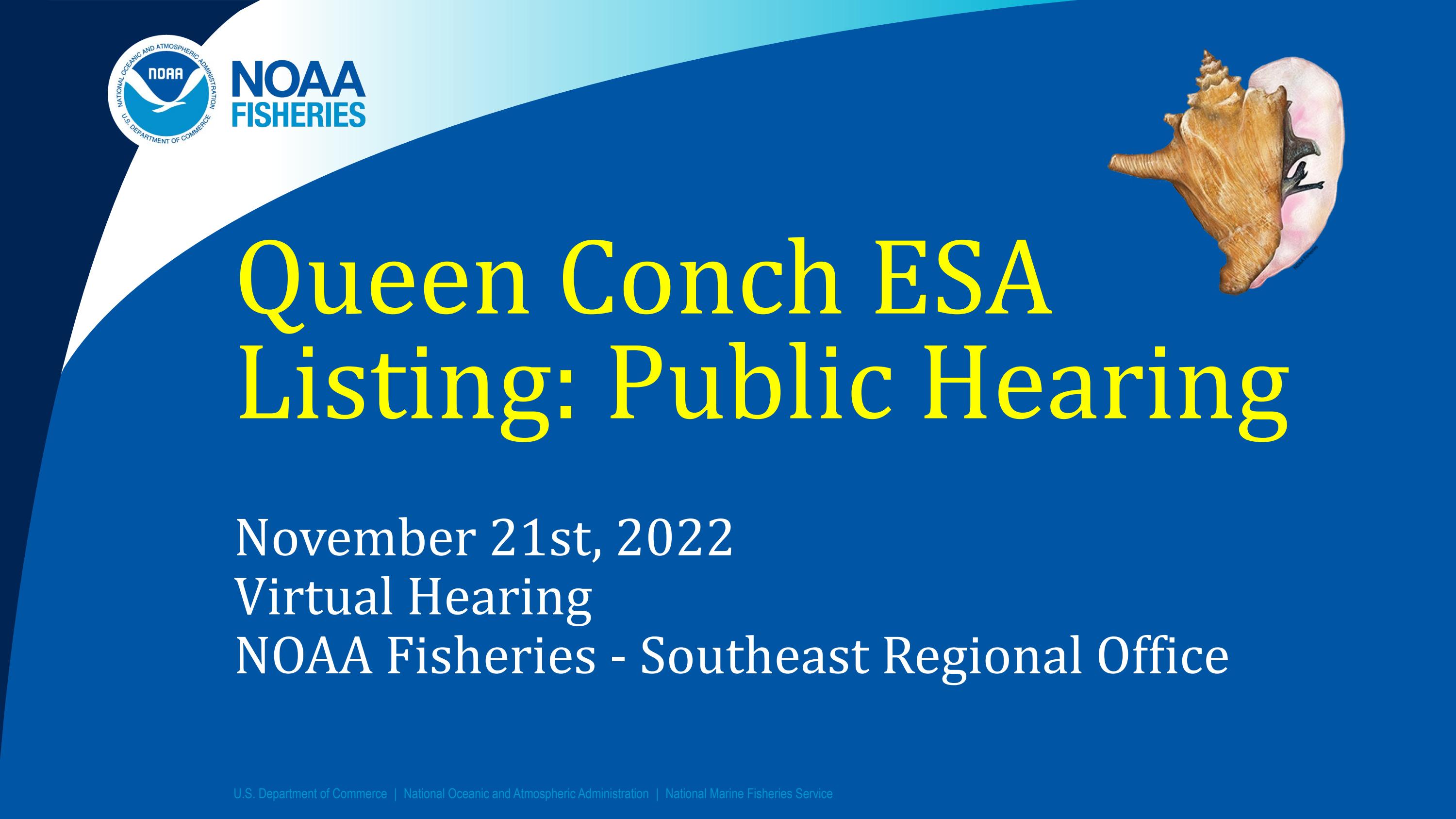 Queen Conch ESA Listing: Public Hearing Presentation (Nov. 21, 2022) by ...