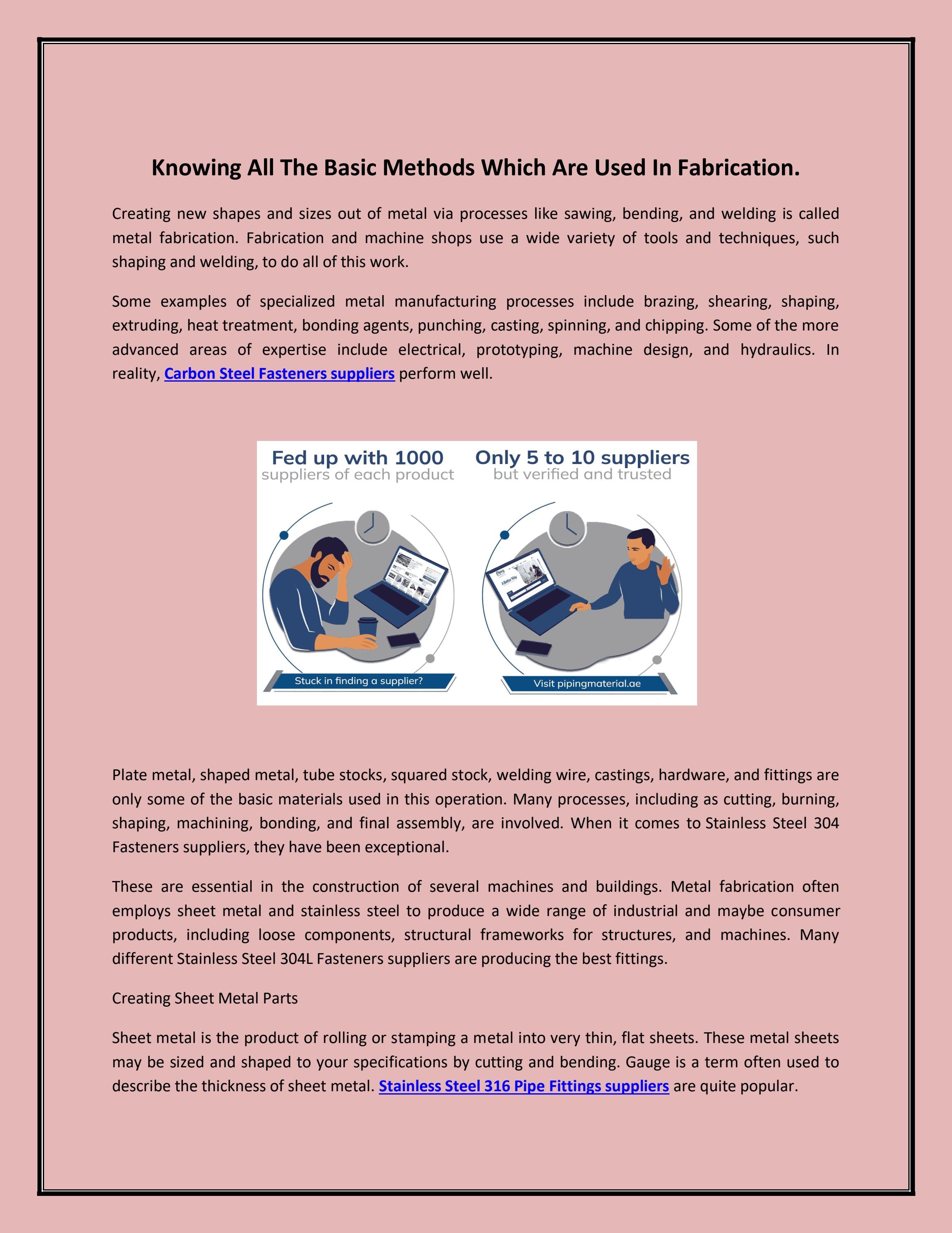 Knowing All The Basic Methods Which Are Used In Fabrication by piping ...