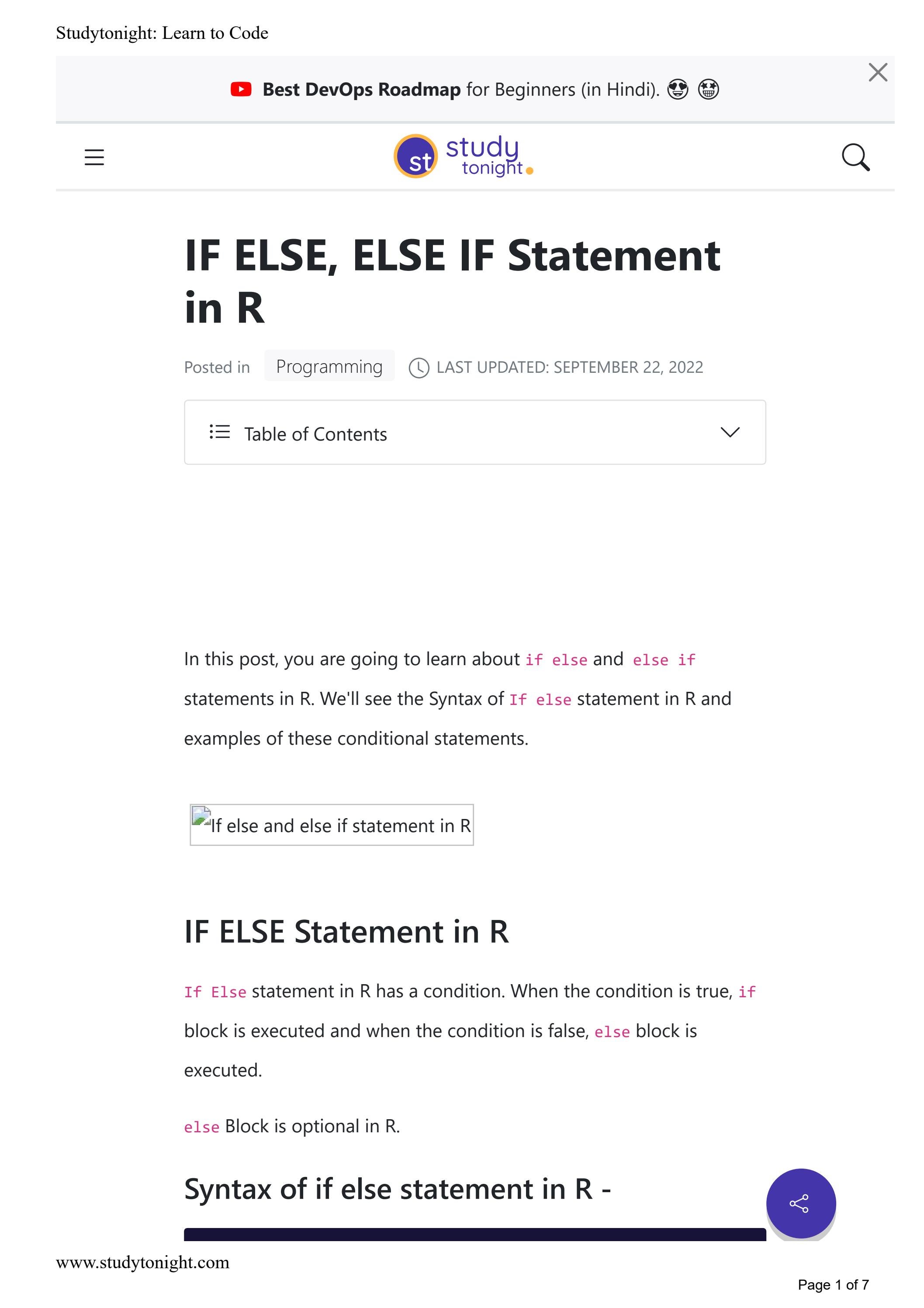 IF ELSE, ELSE IF Statement in R by Apoorva Goel - Issuu