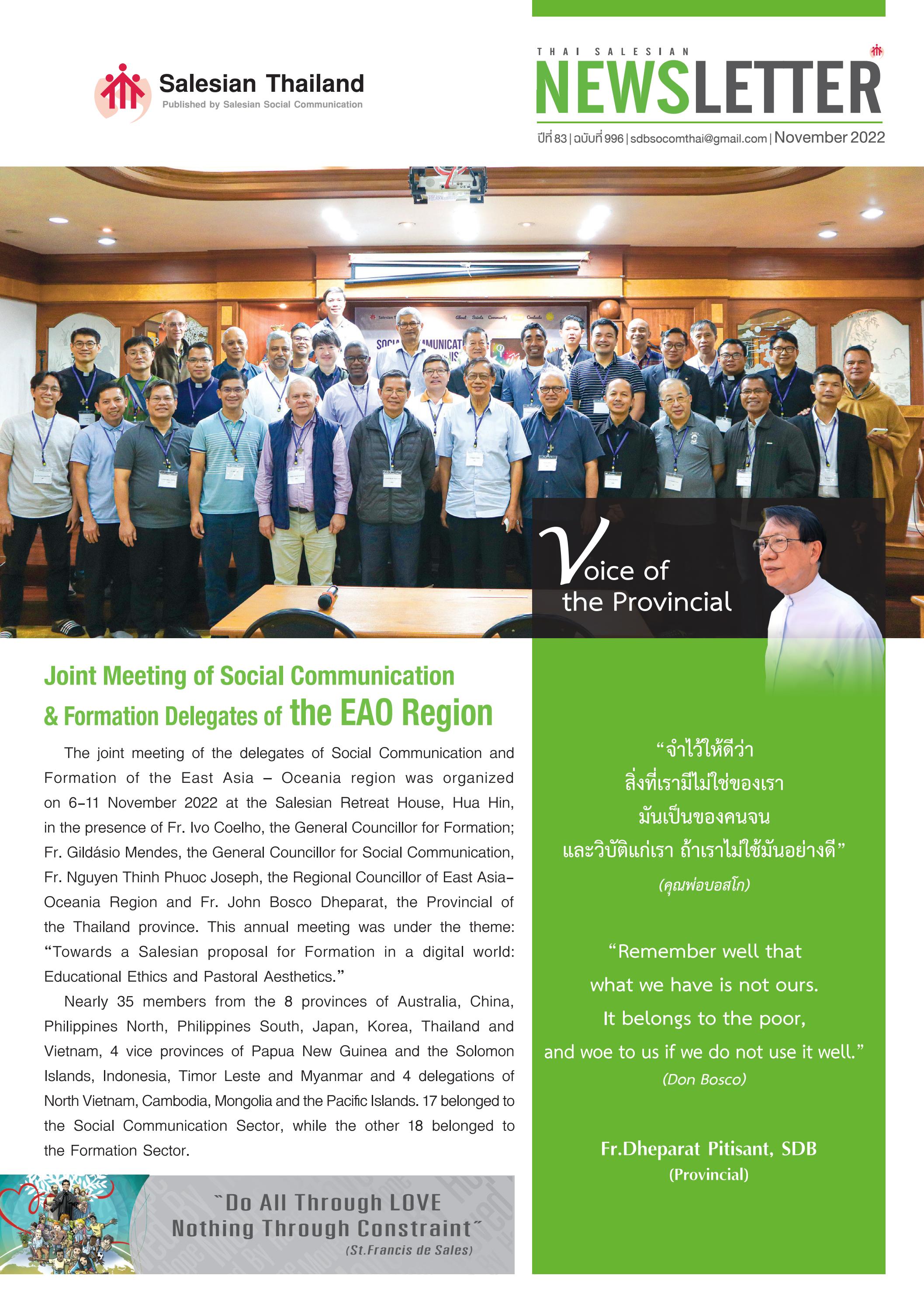 Thai Salesian Newsletter - November 2022 by Salesian Thailand - Issuu