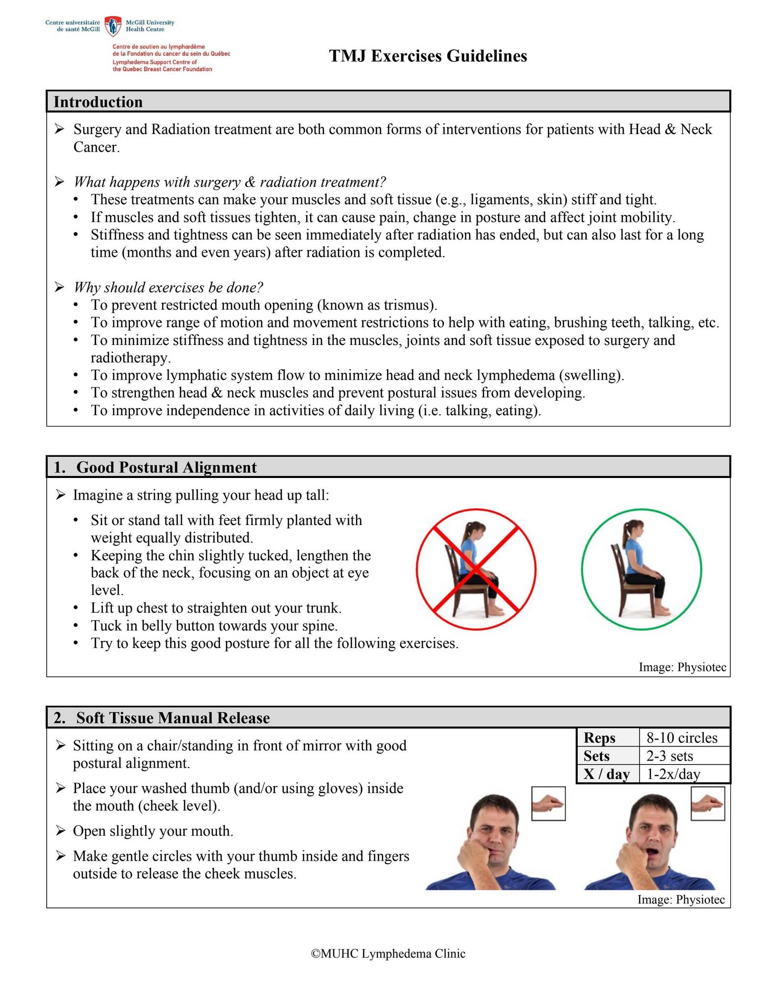TMJ Exercise Guidelines (Lymphedema) by Canadian Lymphedema Framework ...