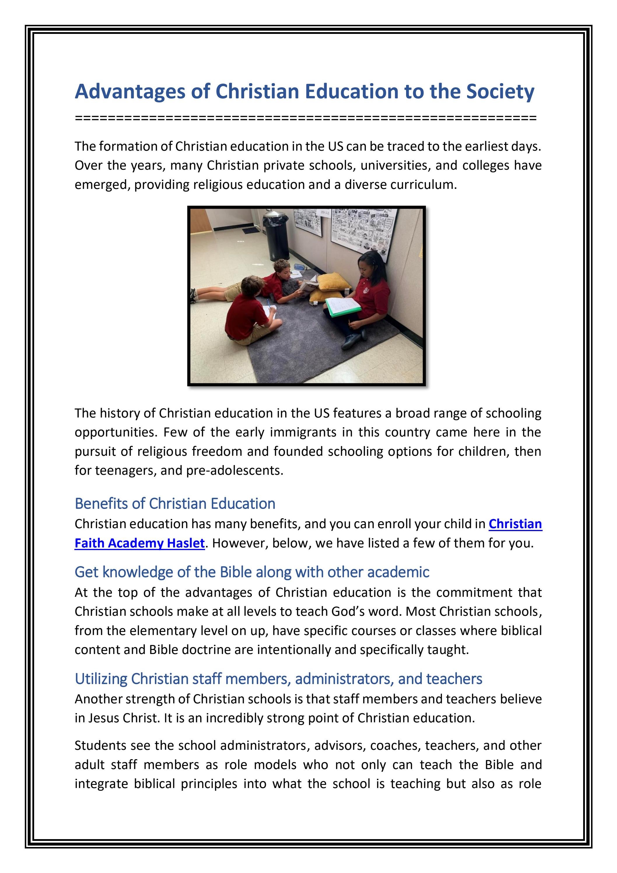 Advantages Of Christian Education To The Society By Legacy Classical Advantages Of Christian Education To The Society By Legacy Classical
