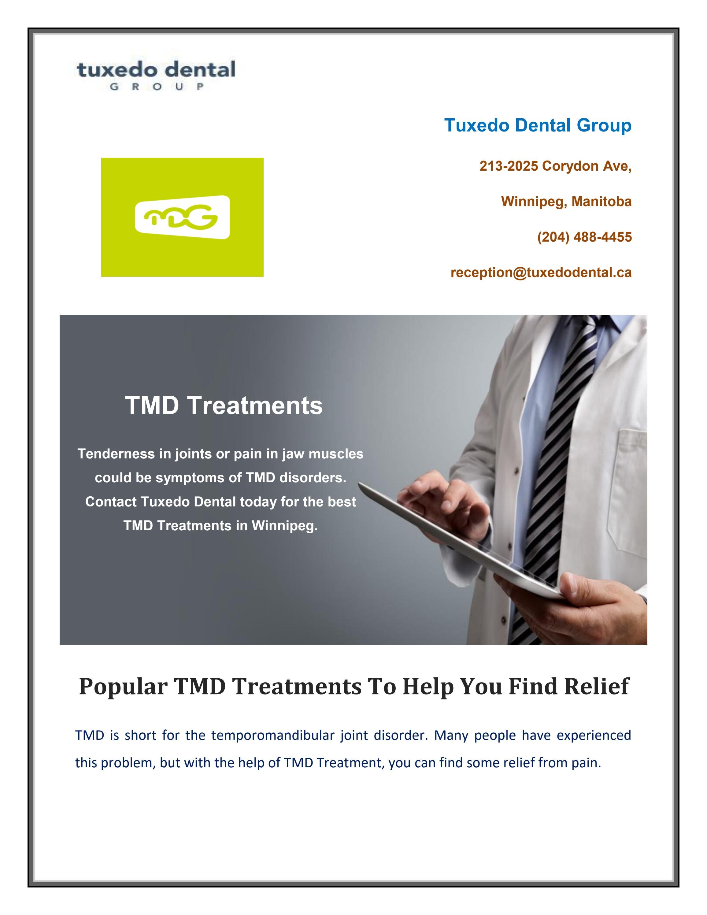 Popular TMD Treatments To Help You Find Relief by Tuxedo Dental Group ...