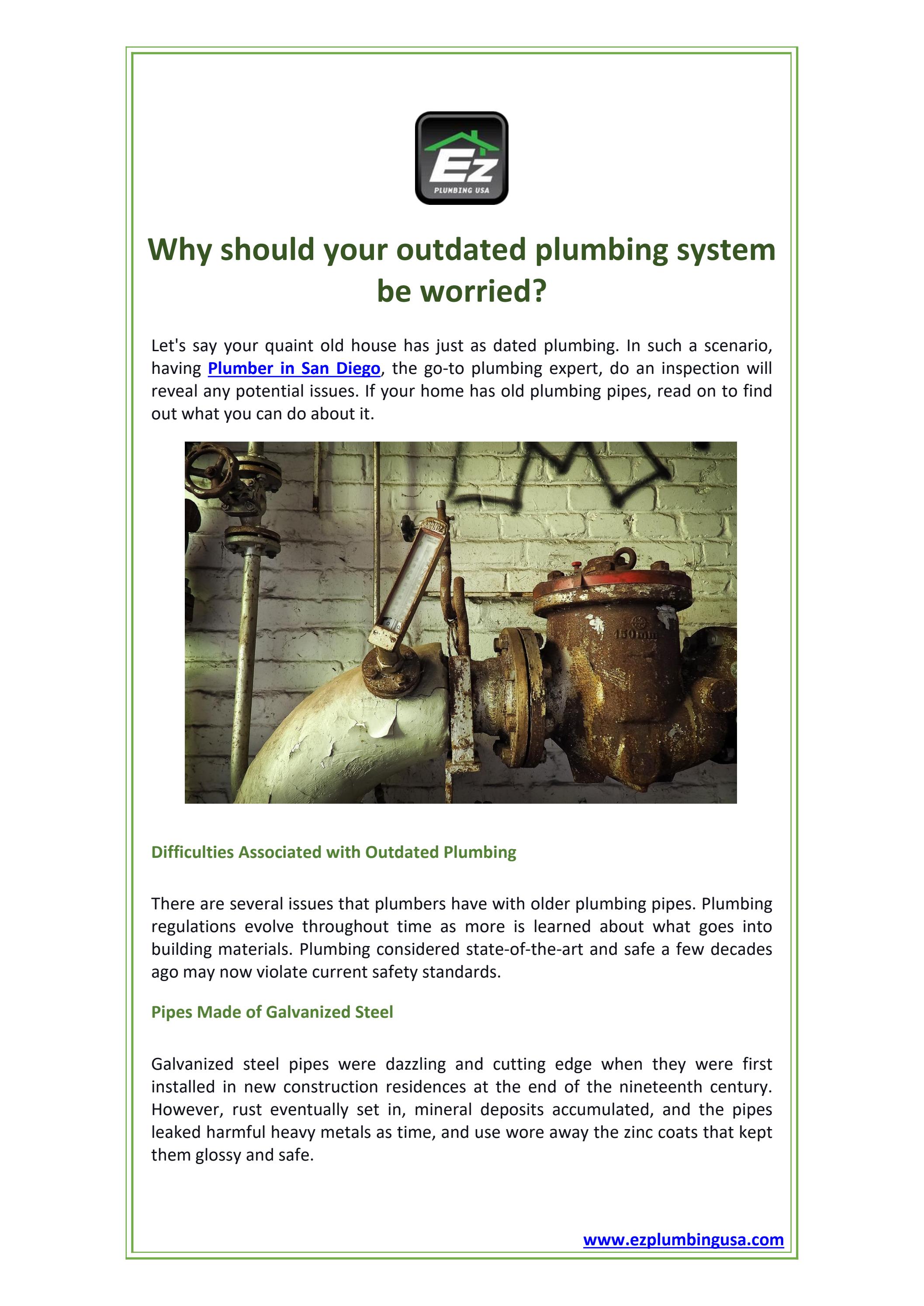 Why should your outdated plumbing system be worried? by ezplumbingusa2 ...