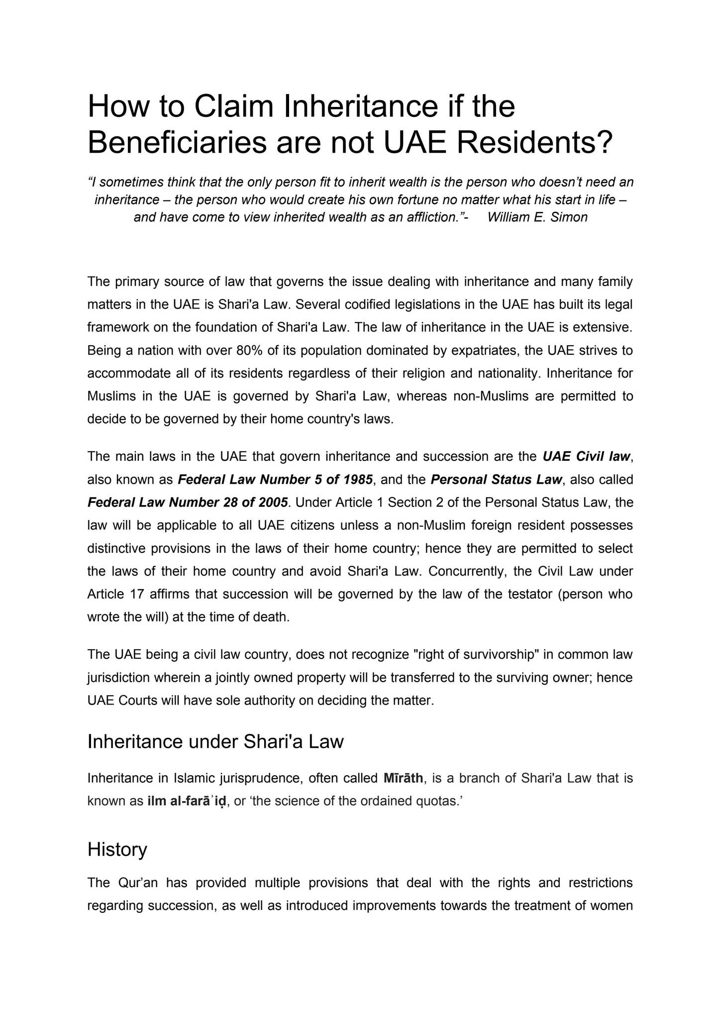 How to Claim Inheritance if the Beneficiaries are not UAE Residents? by ...