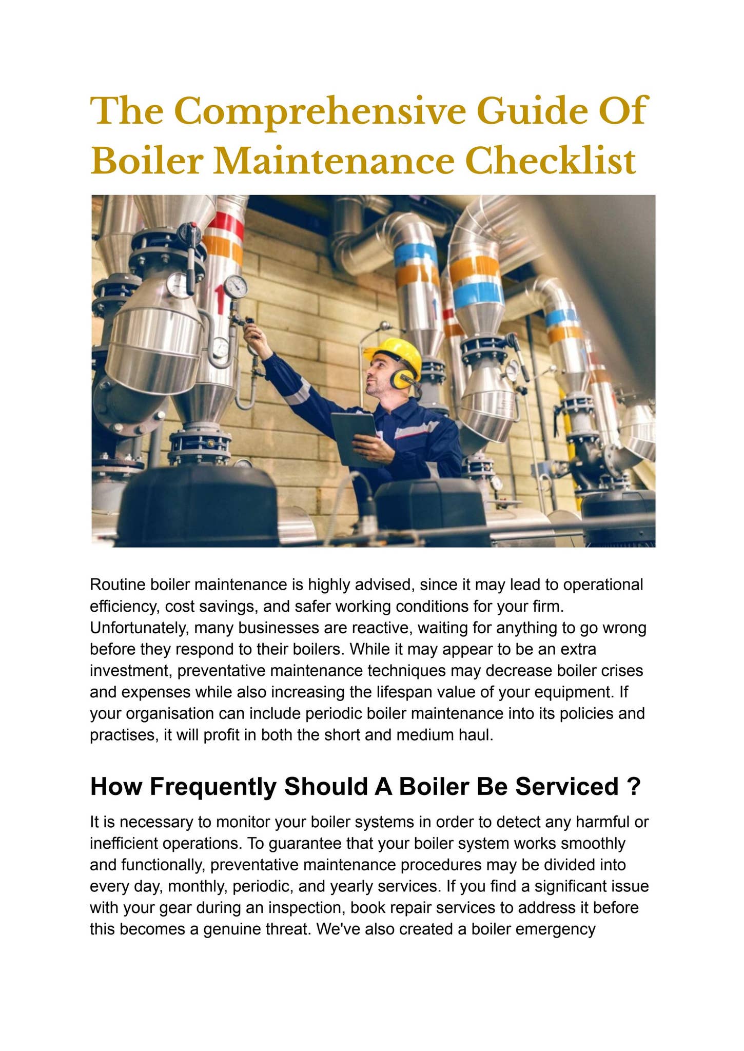 The Comprehensive Guide Of Boiler Maintenance Checklist by Ganeshas ...