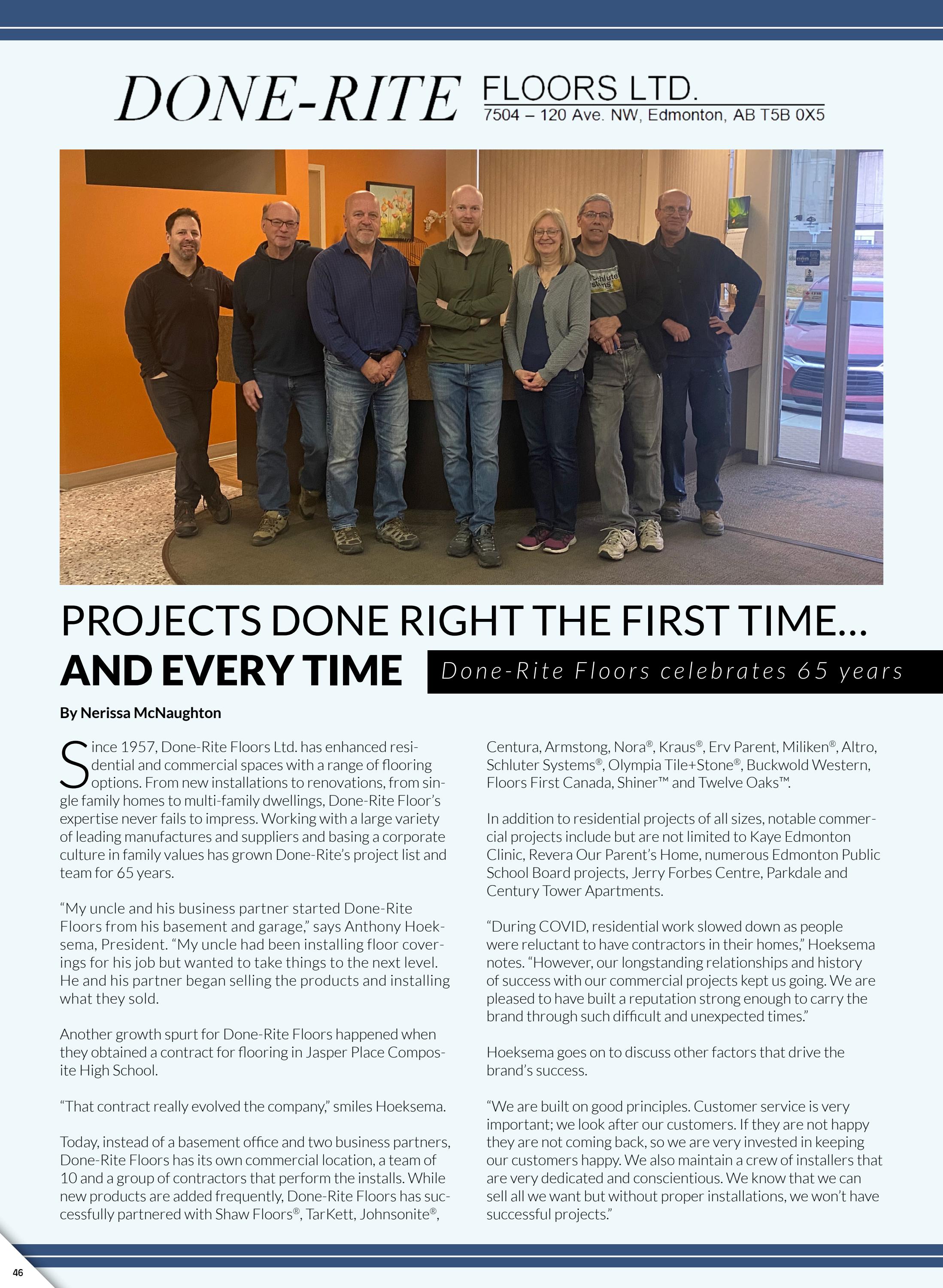 Done-Rite Floors Ltd - Celebrating 65 Years by Business in Edmonton ...