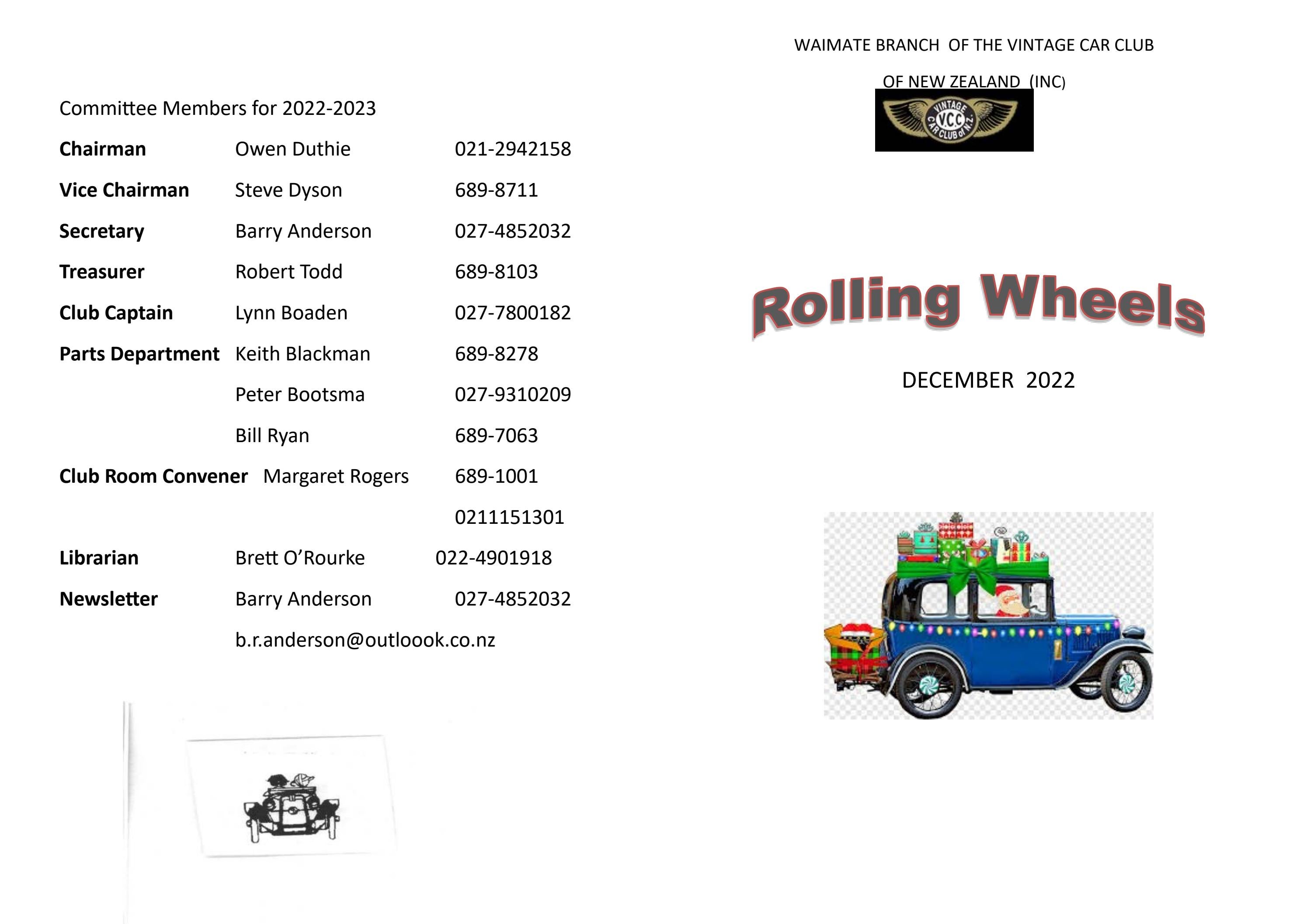 VCC WAIMATE ROLLING WHEELS DEC 2022 by Vintage Car Club of New Zealand - Issuu