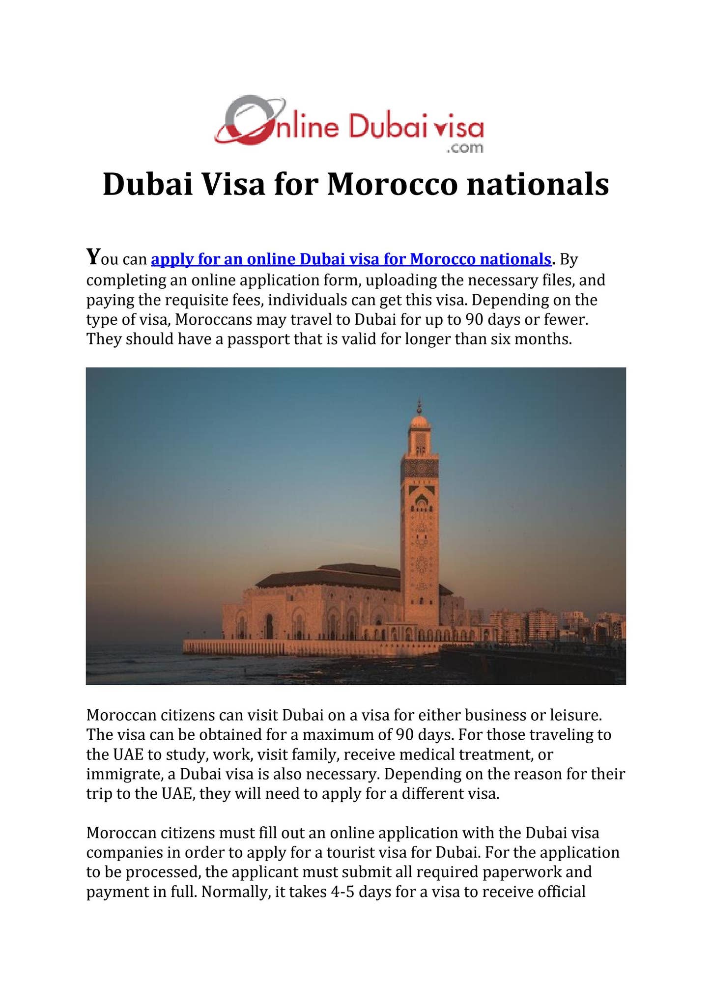 Dubai Visa for Morocco nationals by onlinedubaivisa002 - Issuu