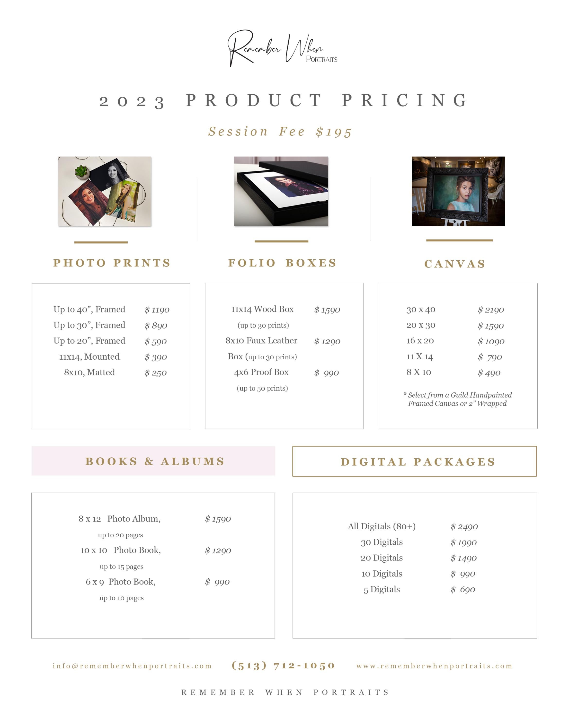 2023 RWP Product Pricing by Remember When Portraits - Issuu