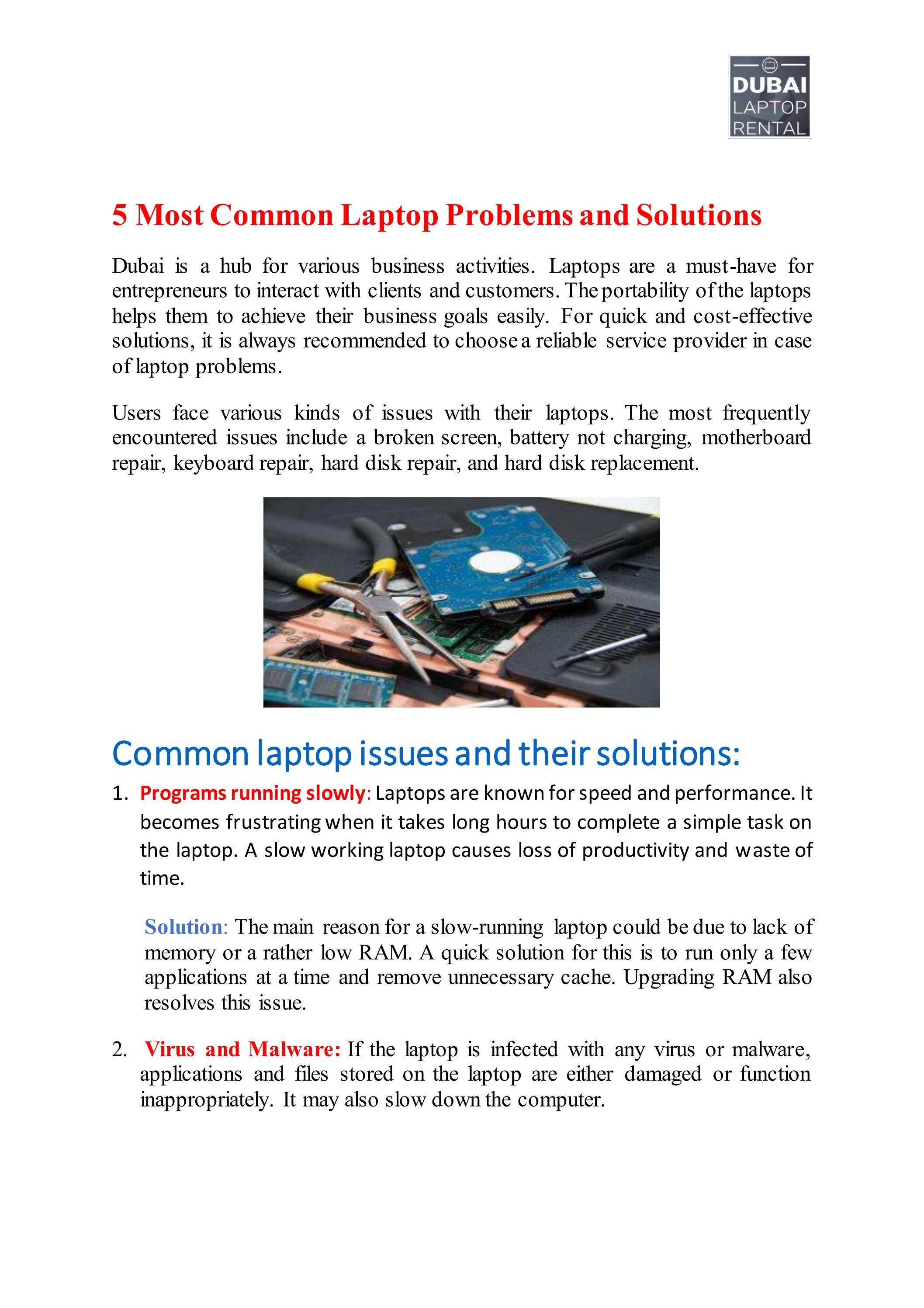 5 Most Common Laptop Problems and Solutions by Dubailaptoprental - Issuu