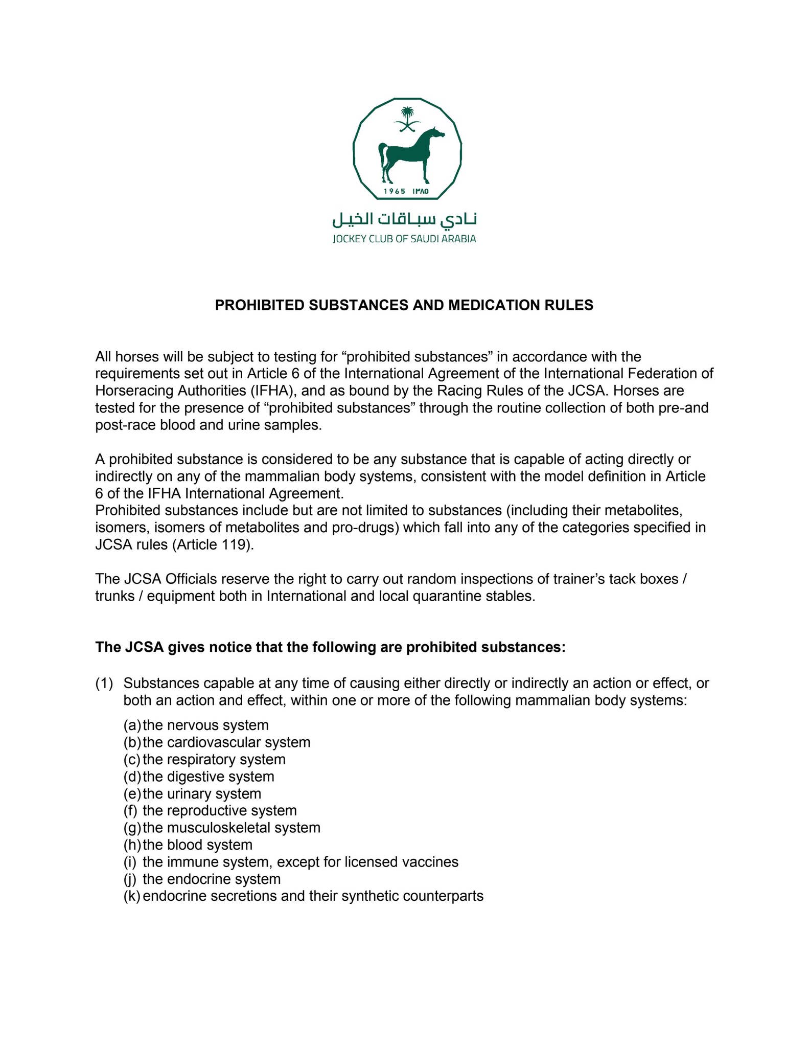 2023 JCSA Prohibited Substances & Medication Rules by equestrian-jcsa ...