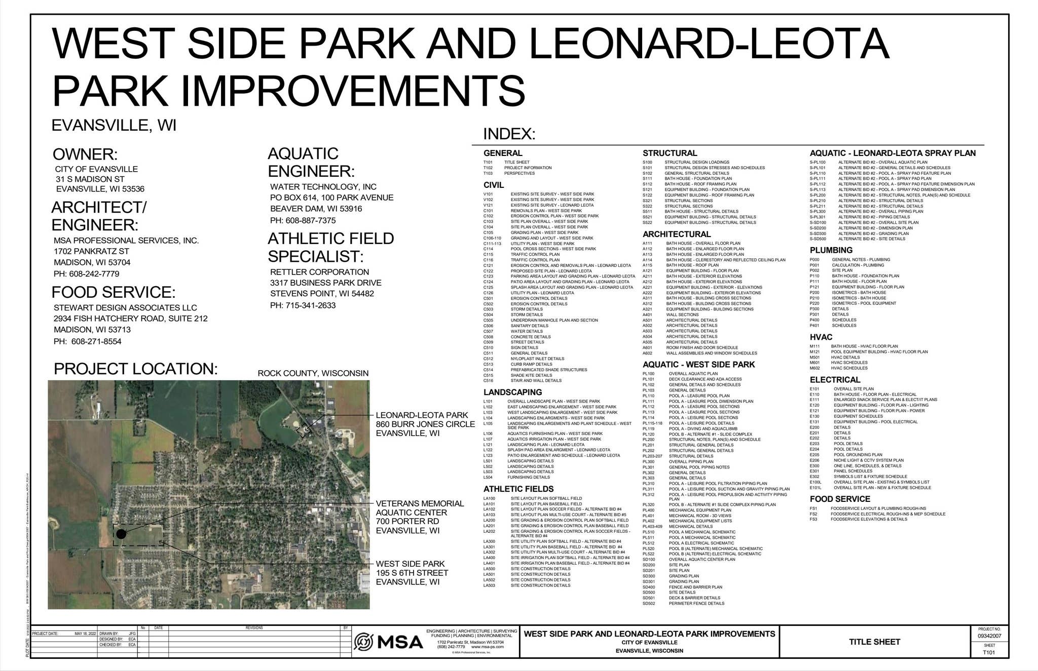 Evansville Park and Pool Site Grading Plan Pages by MSA Professional ...