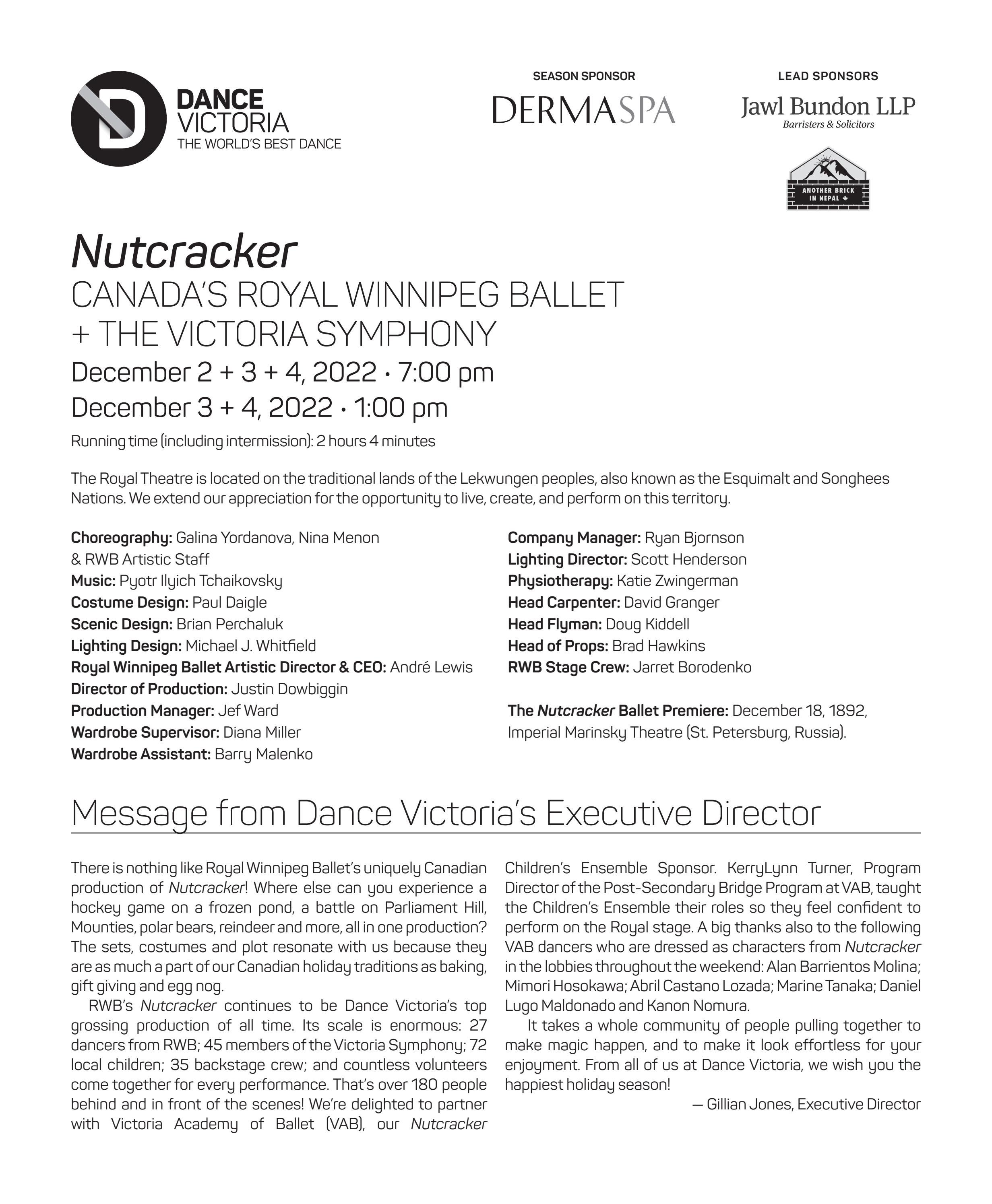 Dance Victoria 2022-2023 Season | RWB Nutcracker program insert by Dance Victoria - Issuu