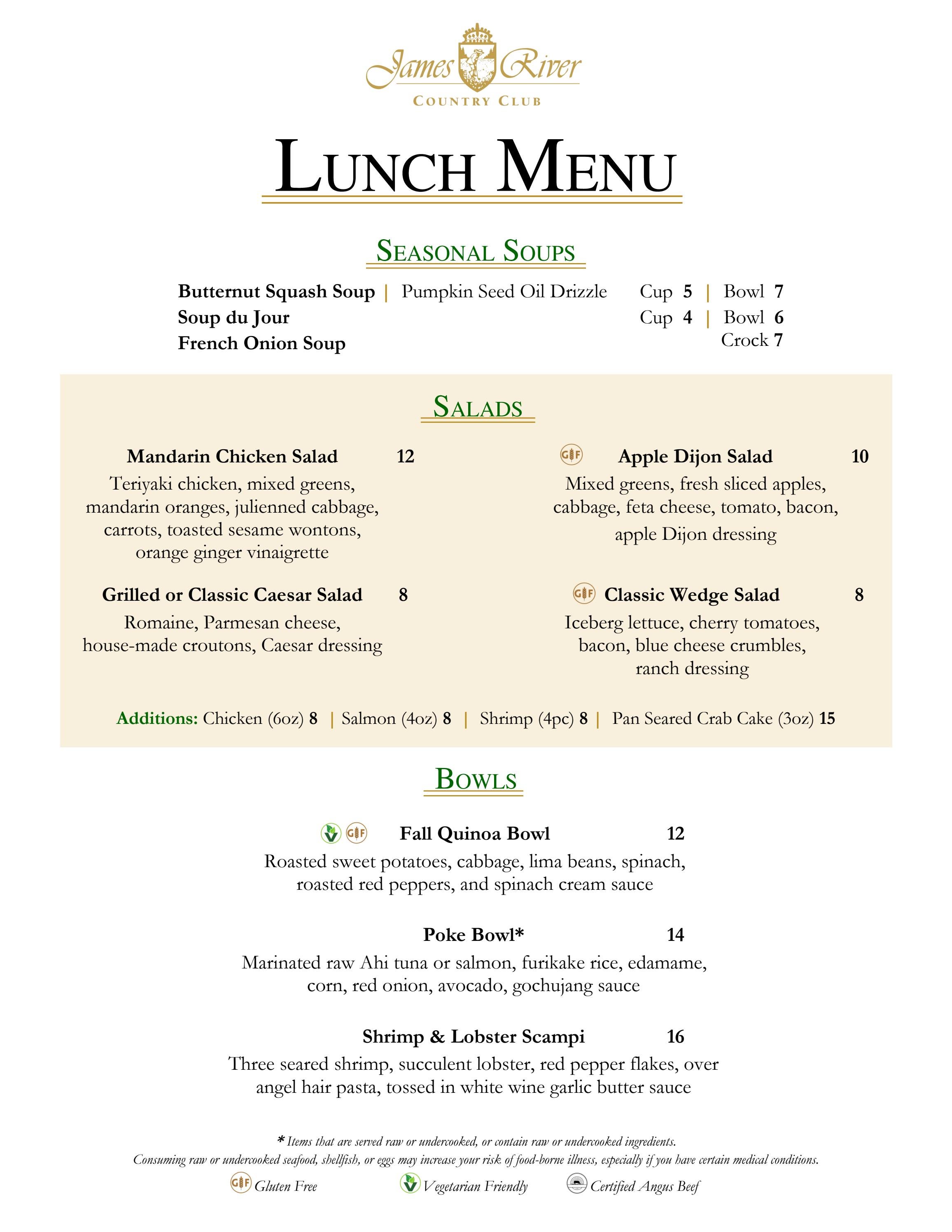 New! 2023 Full Menu! by James River Country Club - Issuu