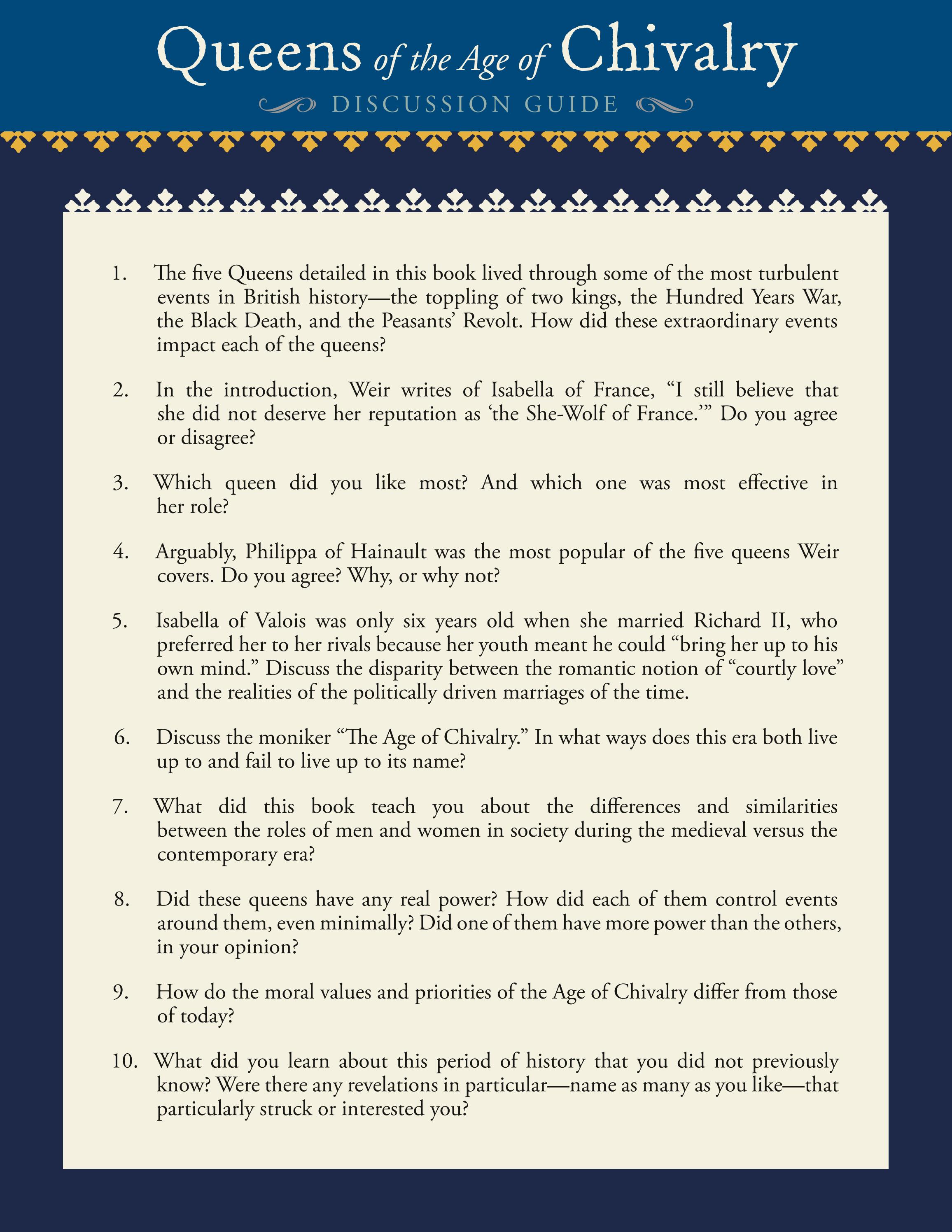 QUEENS OF THE AGE OF CHIVALRY Book Club Kit by PRH Library - Issuu