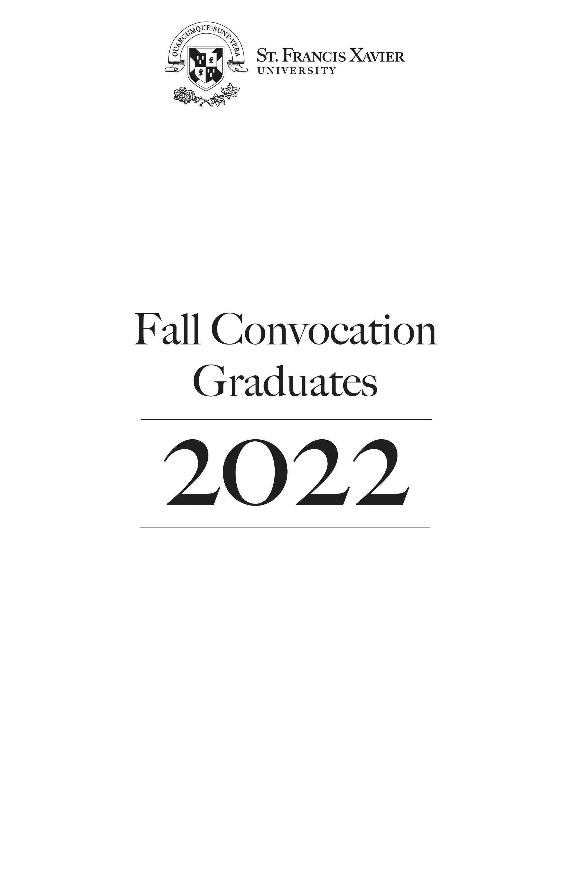 2022 StFX Fall Convocation Grad List by Stfx University - Issuu