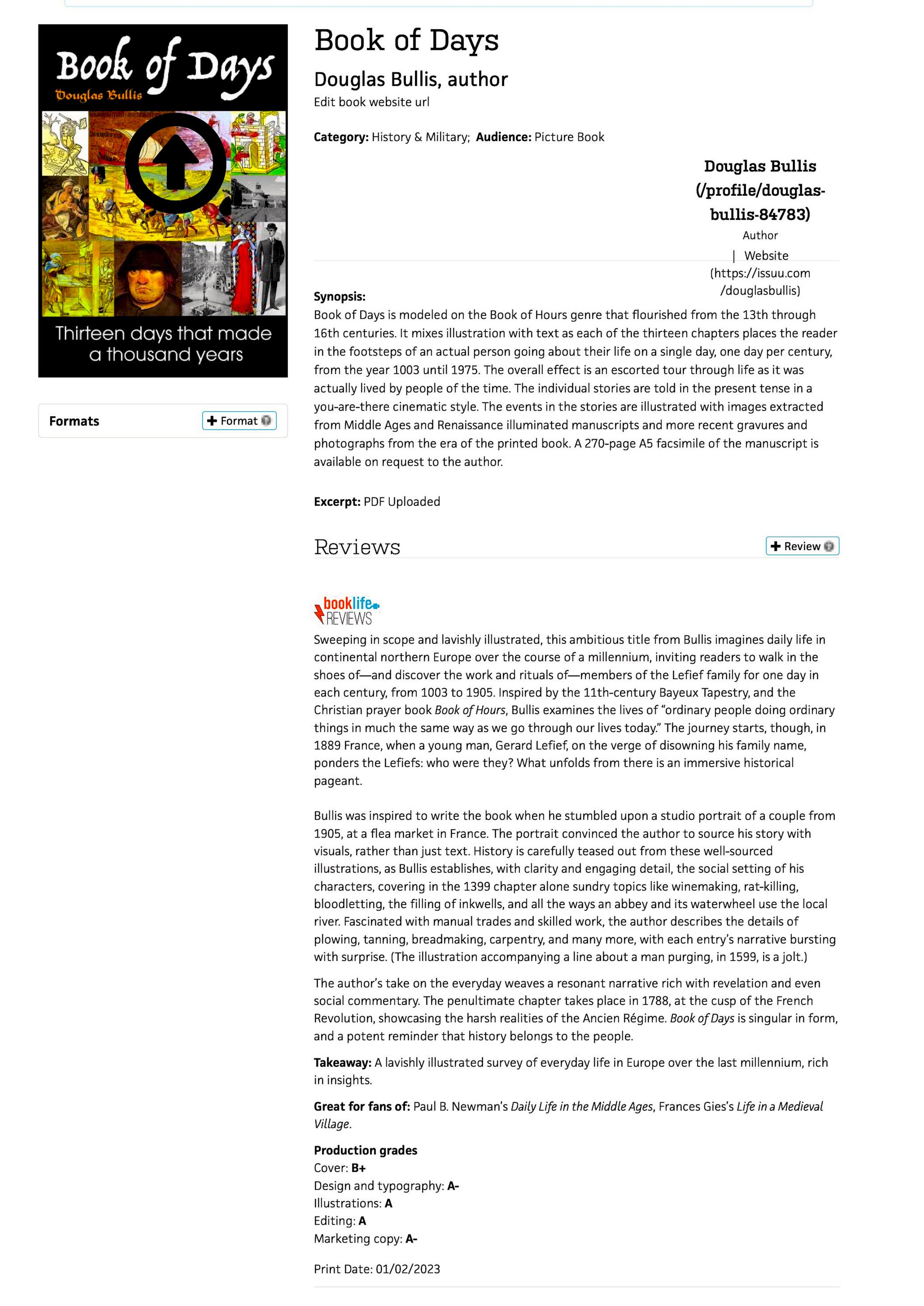 Book of Days review on BookLife 2 Dec 2022 by Douglas Bullis - Issuu