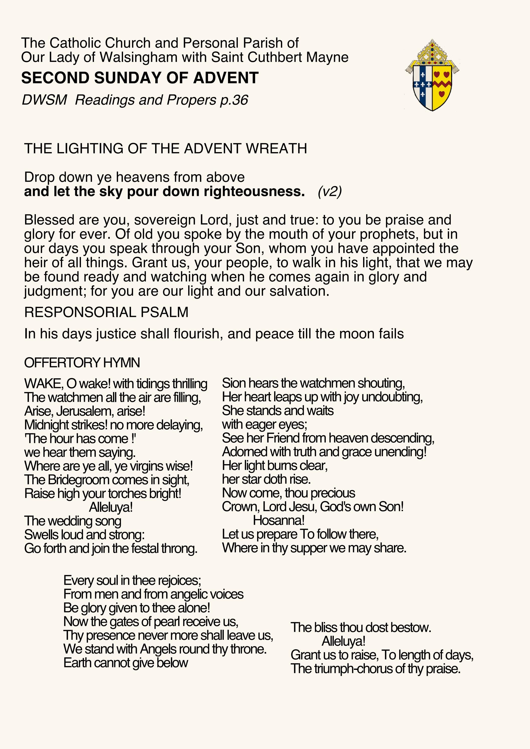 HYMN SHEET ADVENT II with Ordo by David Lashbrooke - Issuu