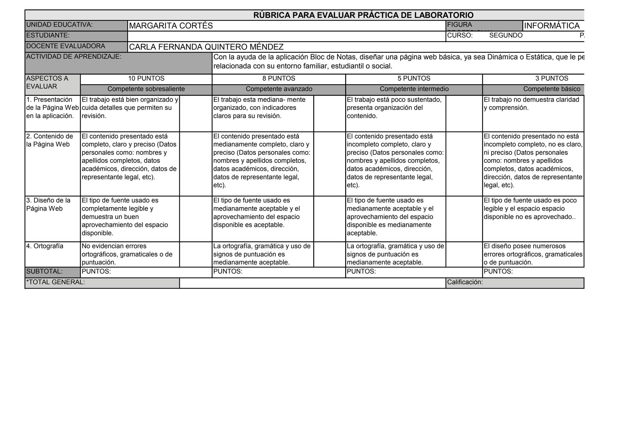 Rúbrica Analítica by Carla Quintero - Issuu