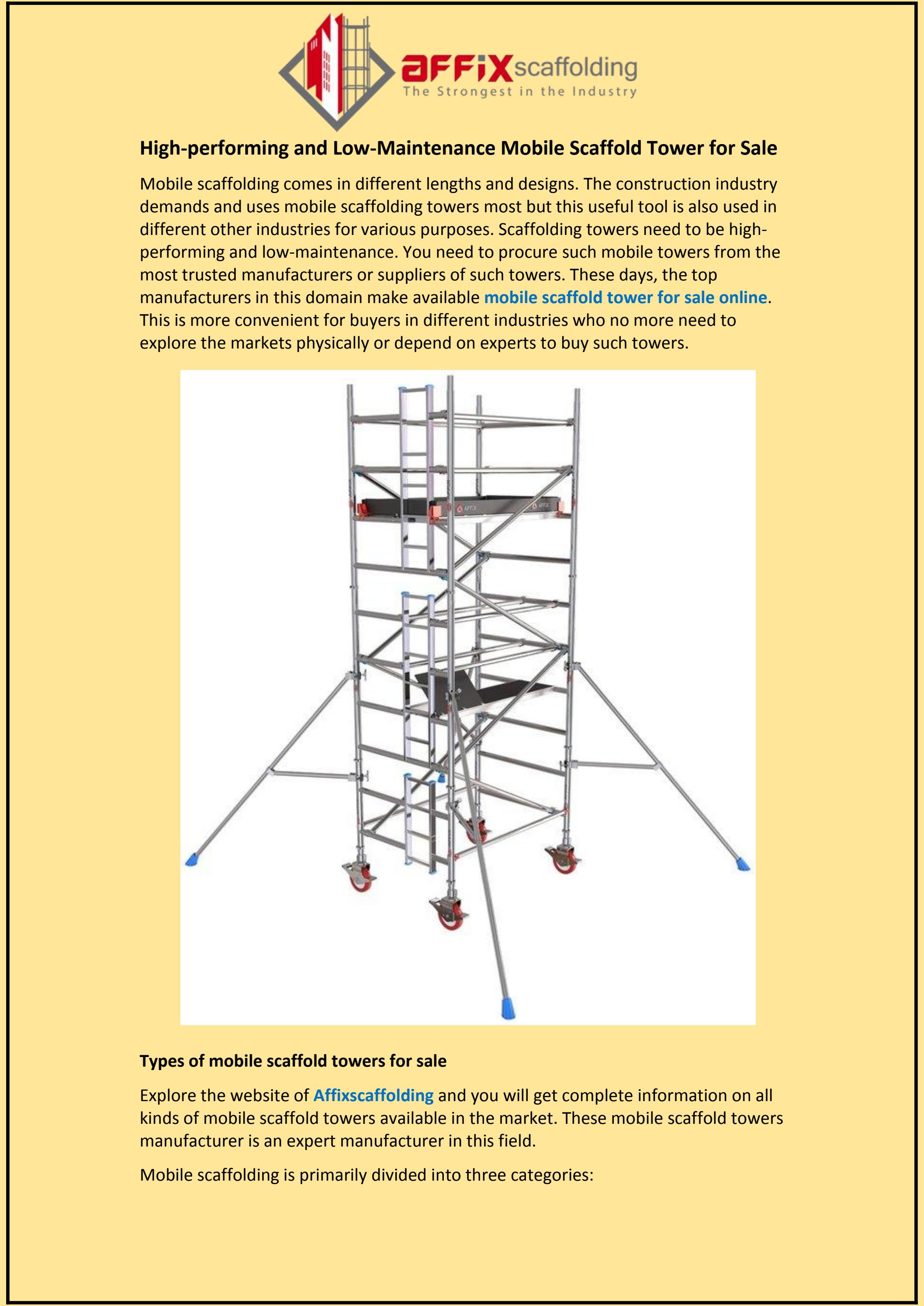 High-performing and Low-Maintenance Mobile Scaffold Tower for Sale by ...