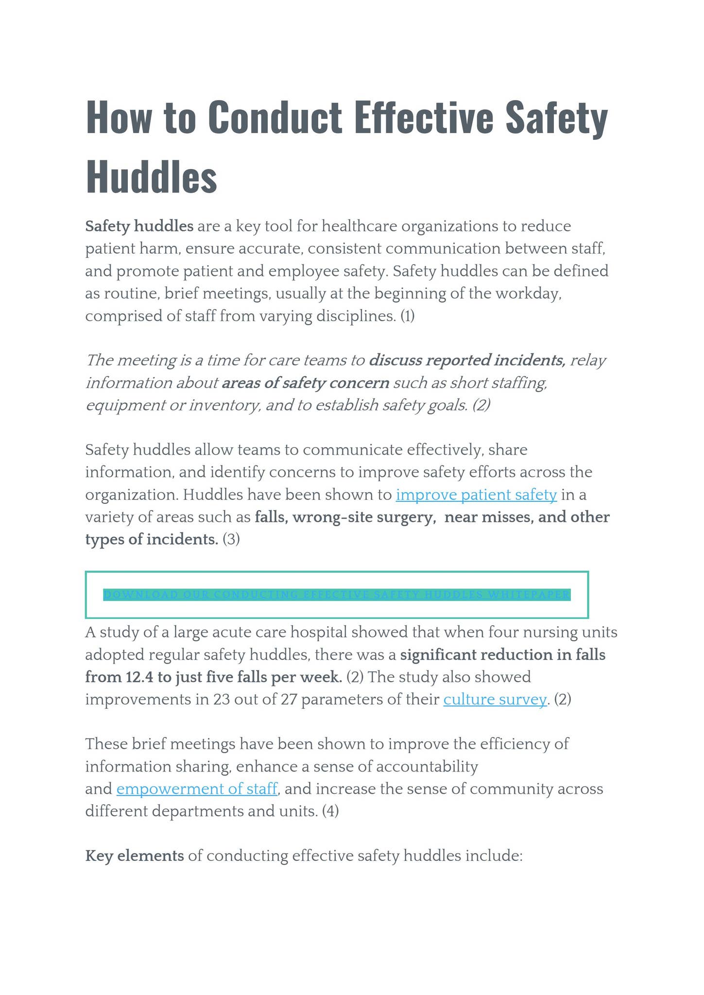 How to Conduct Effective Safety Huddles by PerformanceHealthPartners ...