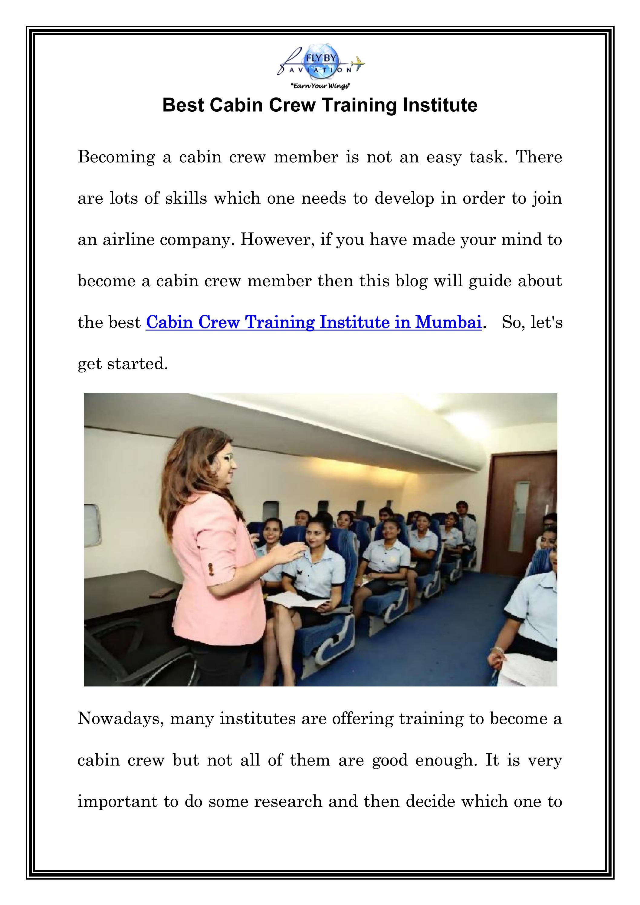 Best Cabin Crew Training Institute by Fly With Fly By - Issuu