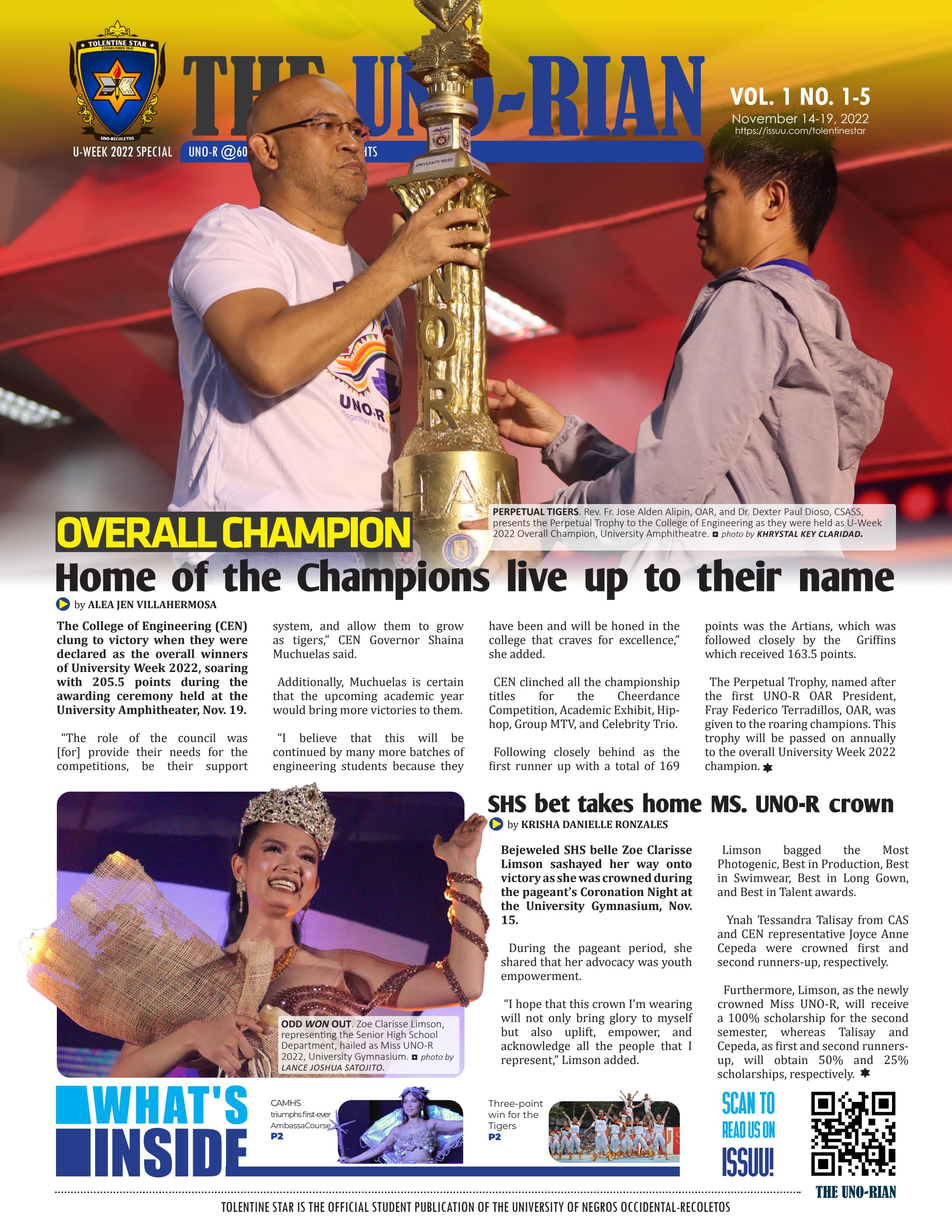 THE UNO-RIAN: Vol. 1 No. 1-5 by Tolentine Star - Issuu