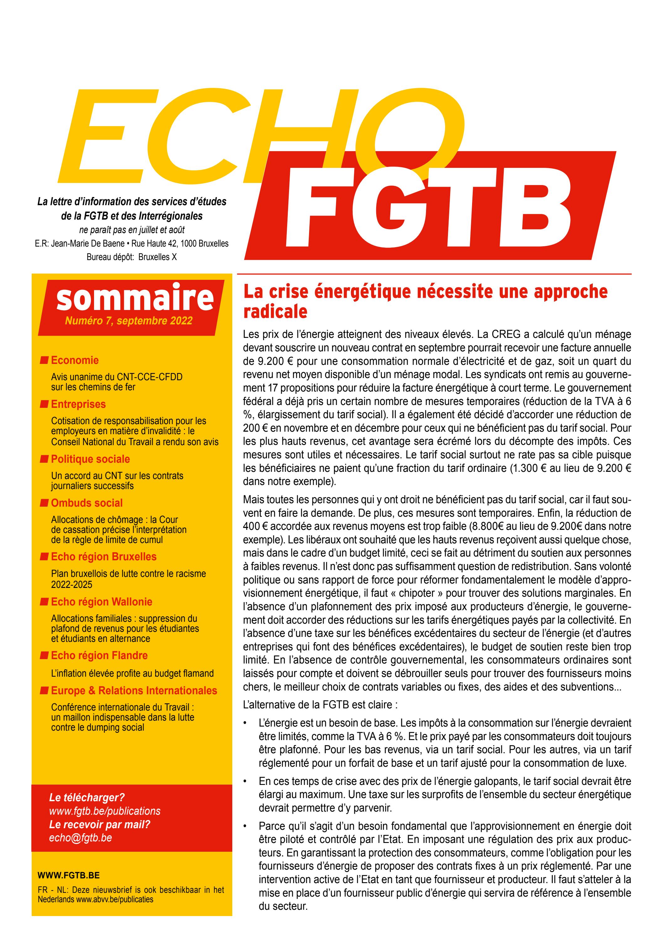 Écho FGTB #7 // 2022 by FGTB - Issuu