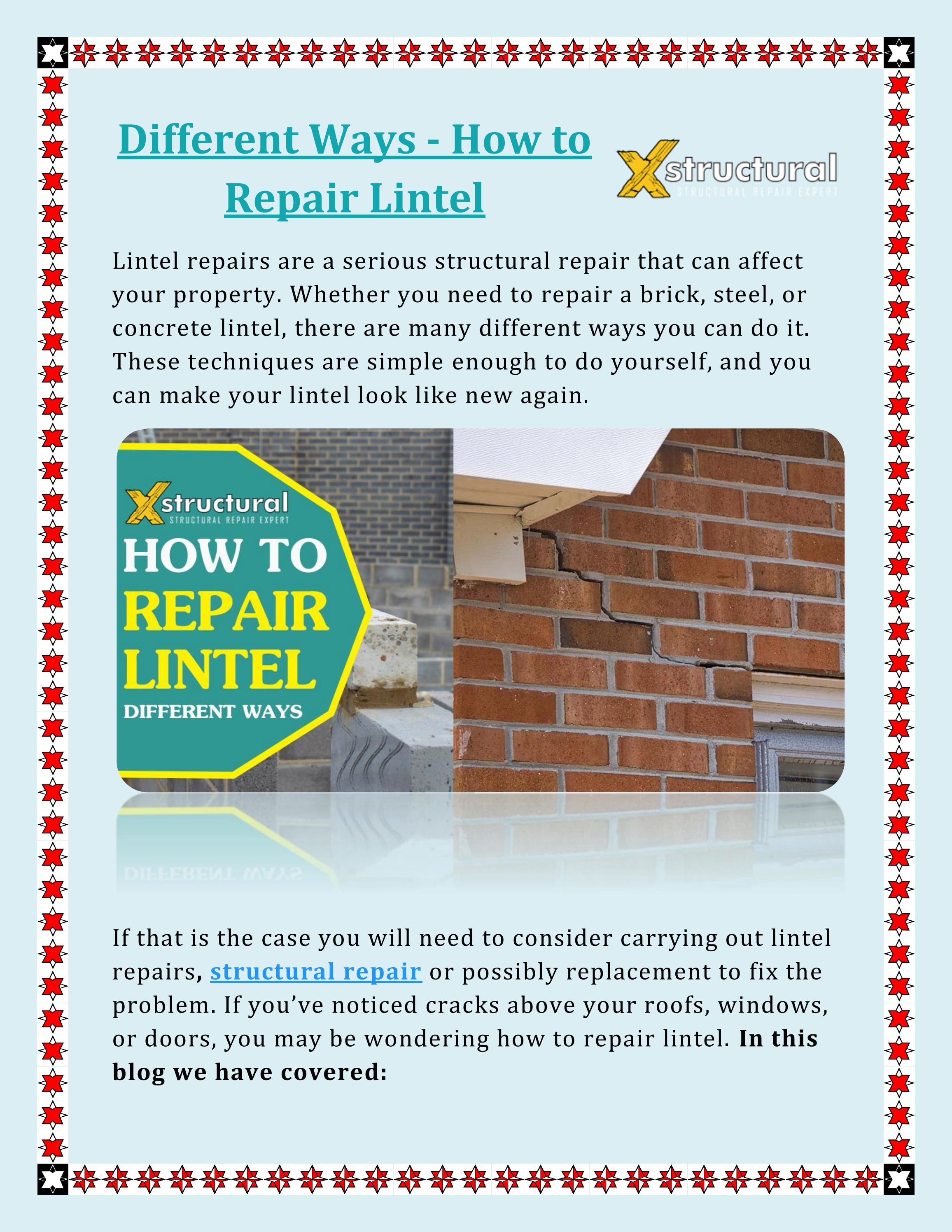 Different Ways - How to Repair Lintel by xstructural22 - Issuu