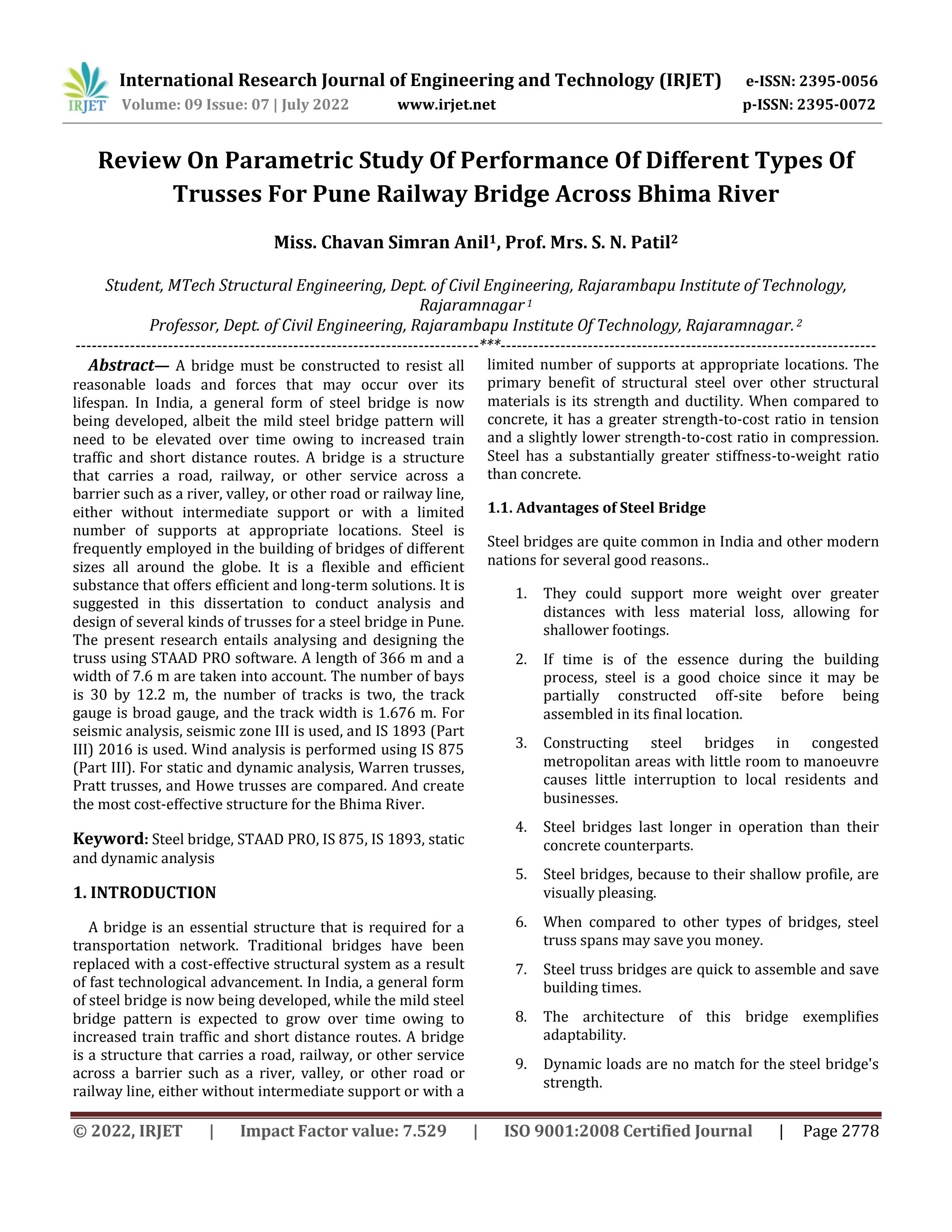 Review On Parametric Study Of Performance Of Different Types Of Trusses ...