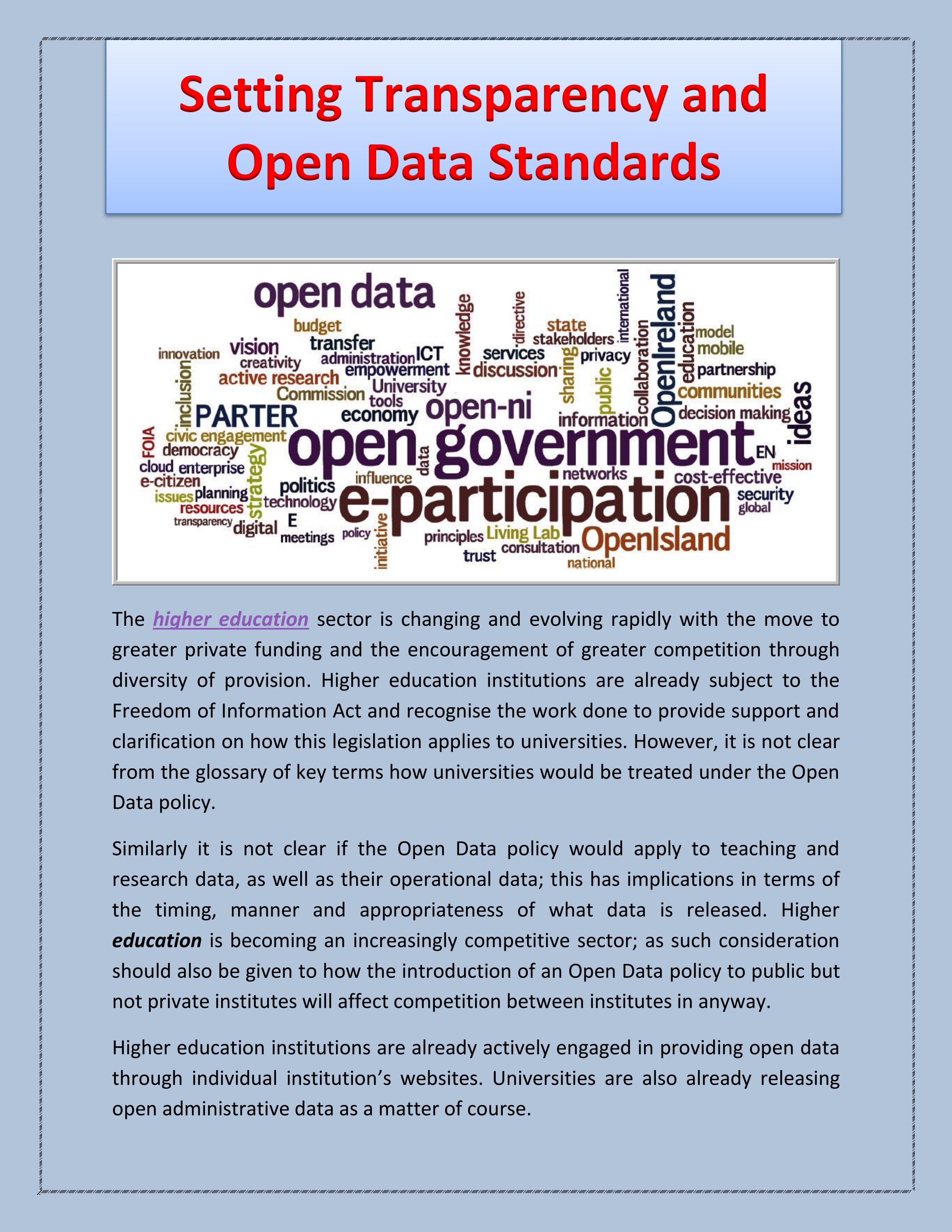 Setting Transparency and Open Data Standards by Jeff C. Palmer - Issuu