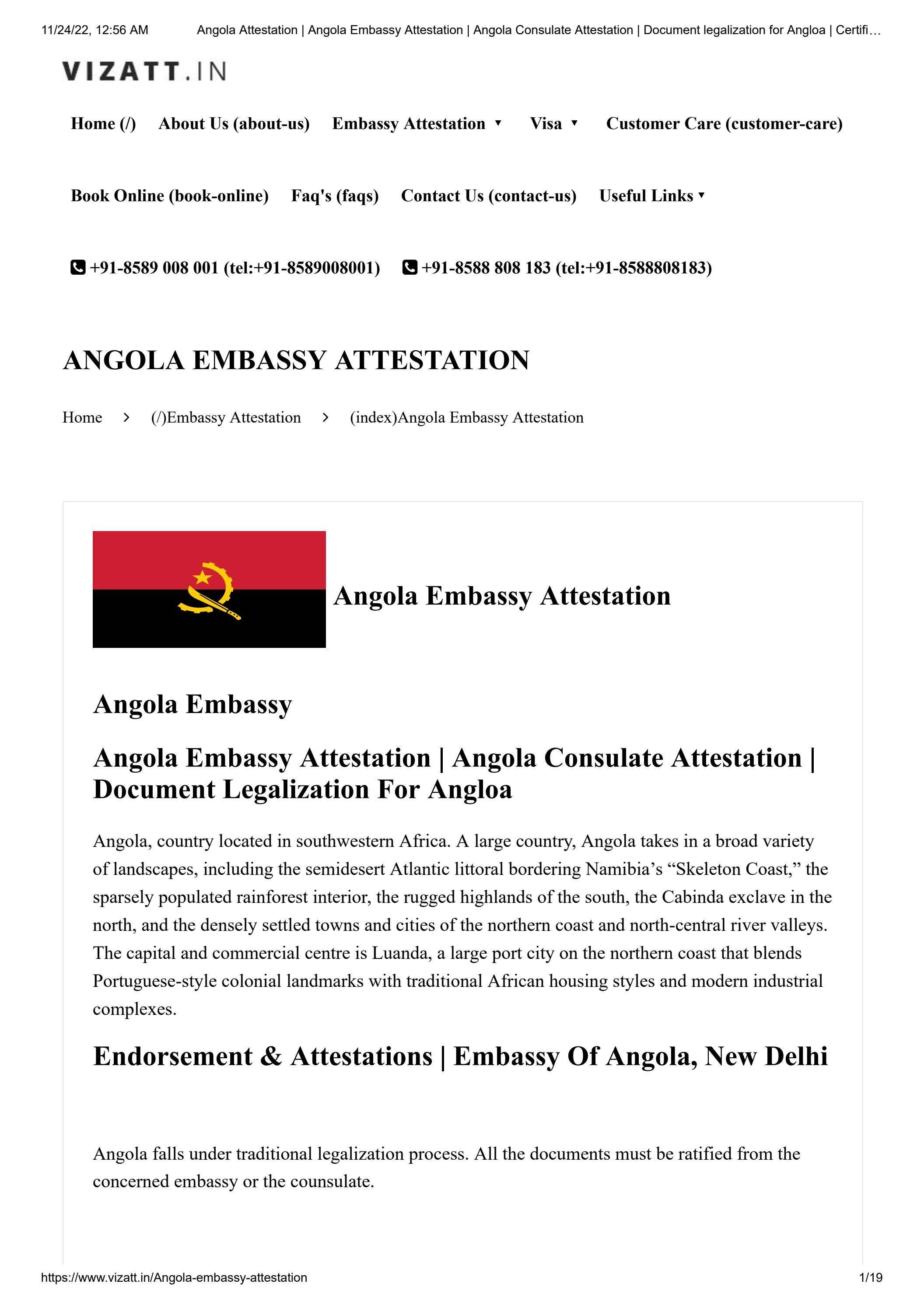 Angola Attestation | Angola Embassy Attestation | Angola Consulate ...