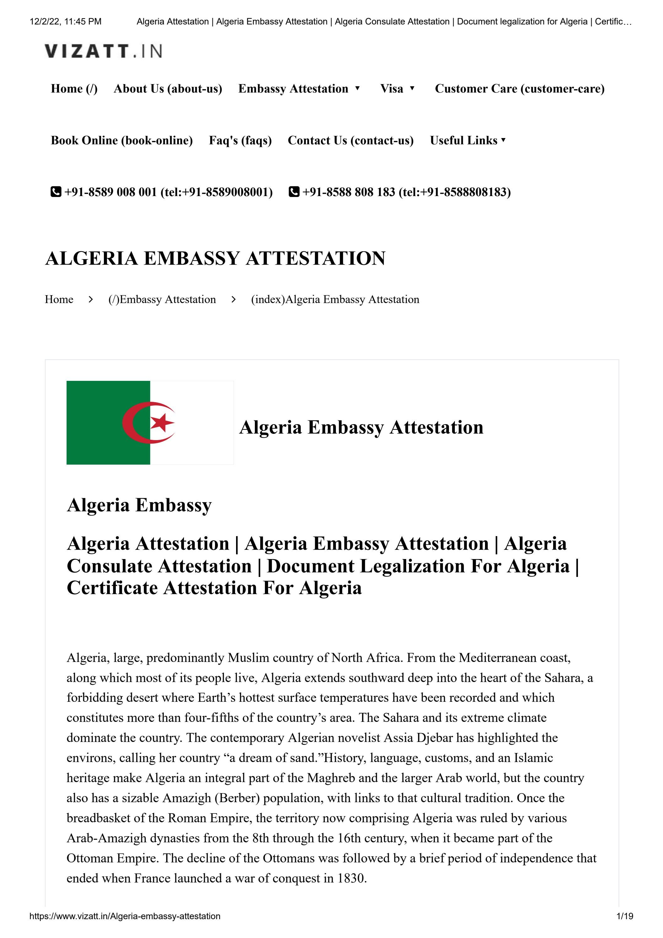 Algeria Attestation | Algeria Embassy Attestation | Algeria Consulate ...