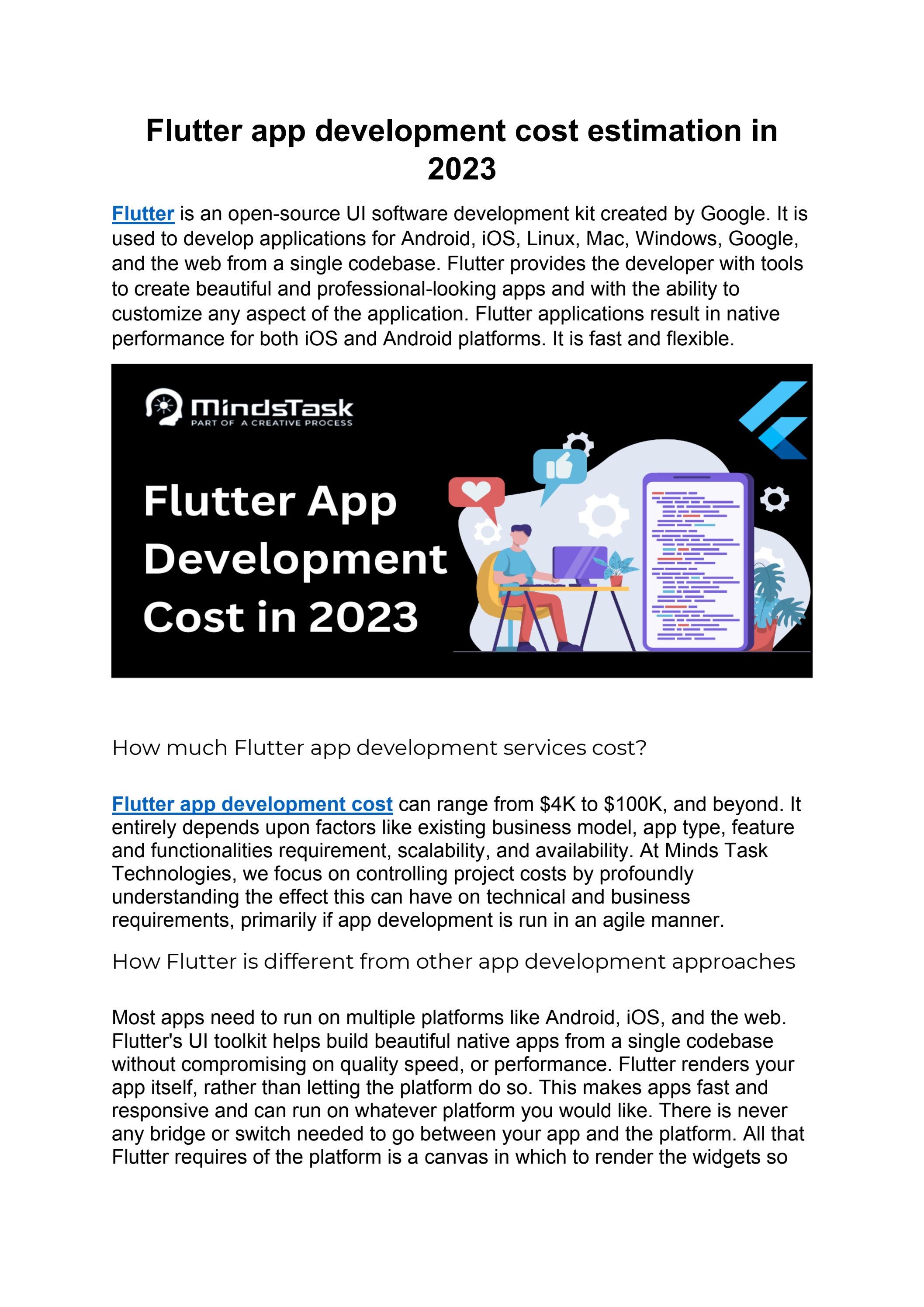 What is the average flutter app development cost by Minds Task Technologies - Issuu