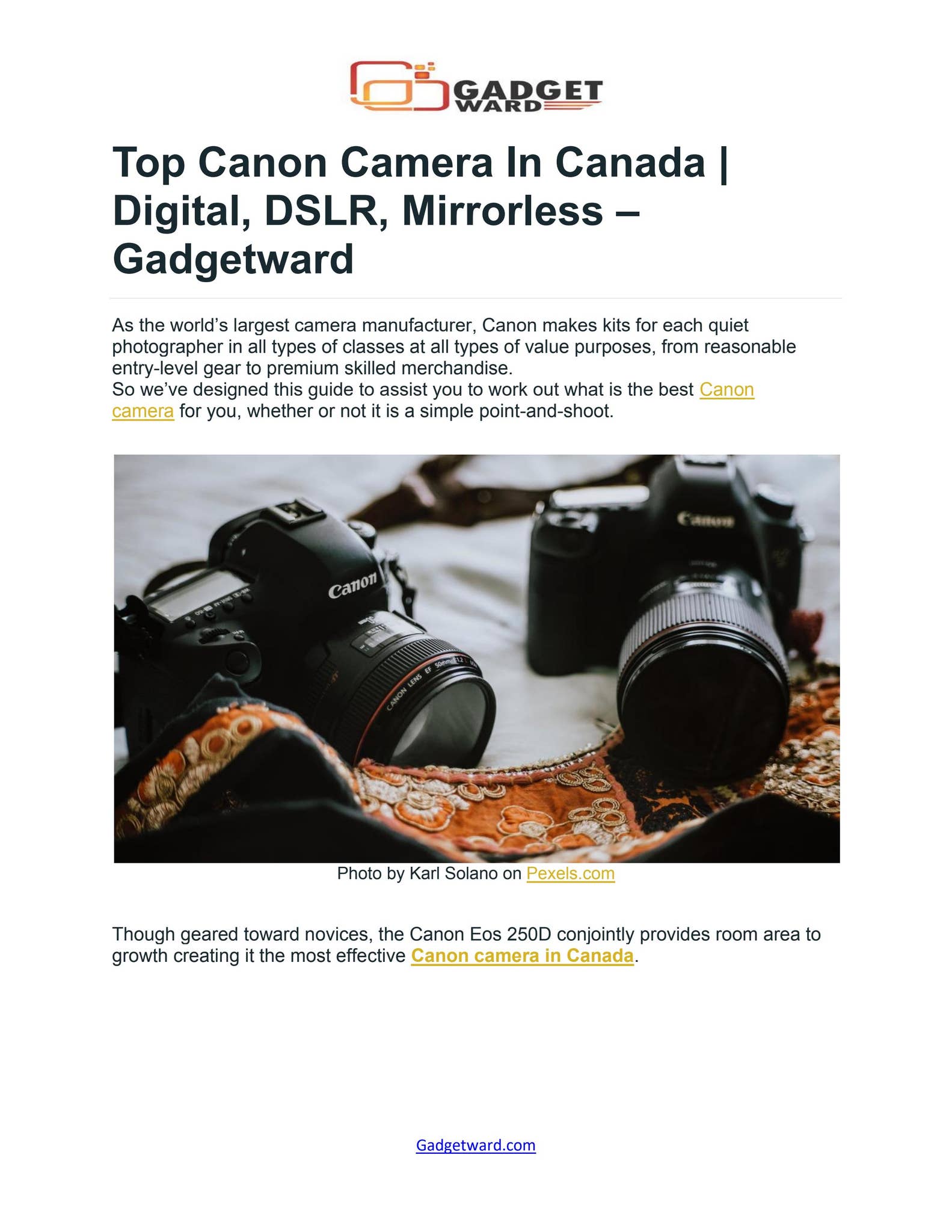 Top Canon Camera In Canada | Digital, DSLR, Mirrorless – Gadgetward by ...