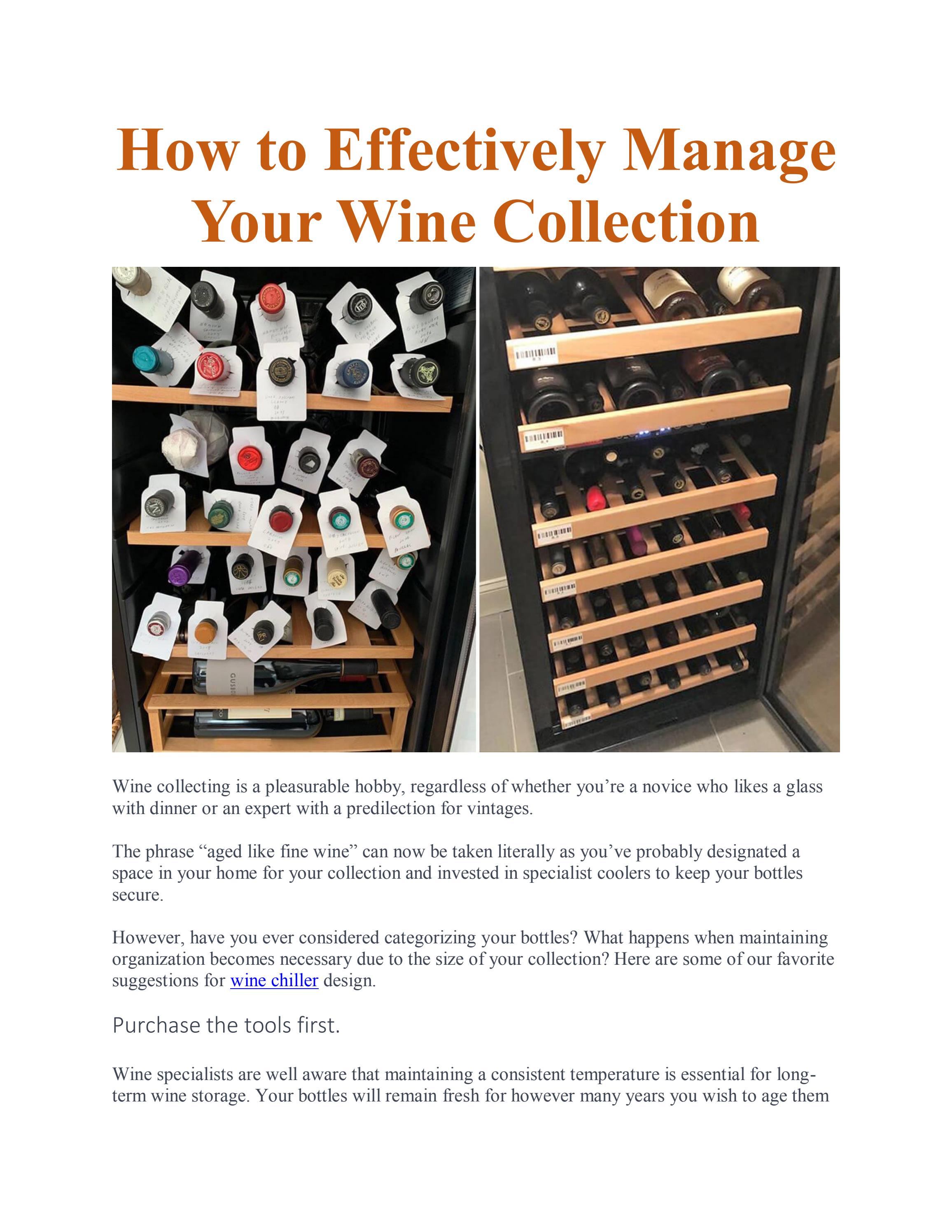 How to Effectively Manage Your Wine Collection by ChateauWinecooler - Issuu