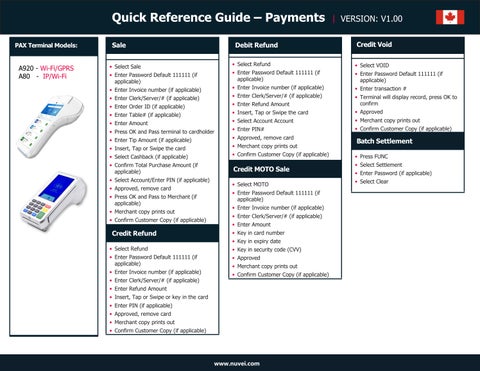 PAX A920 A80 EN - Quick Reference Guide by Commerce Support - Issuu