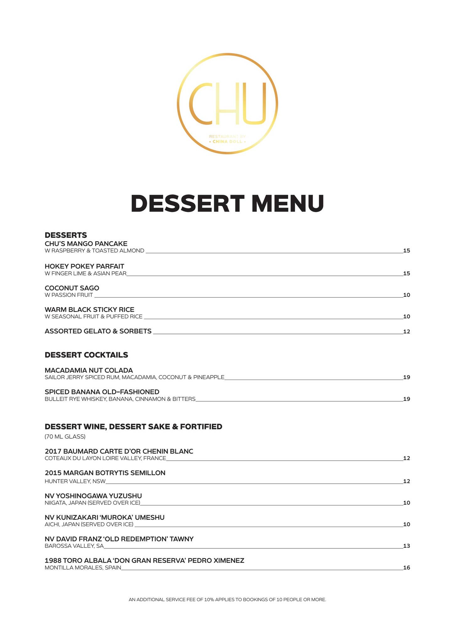 CHU Restaurant by China Doll - Dessert Menu by westhq - Issuu
