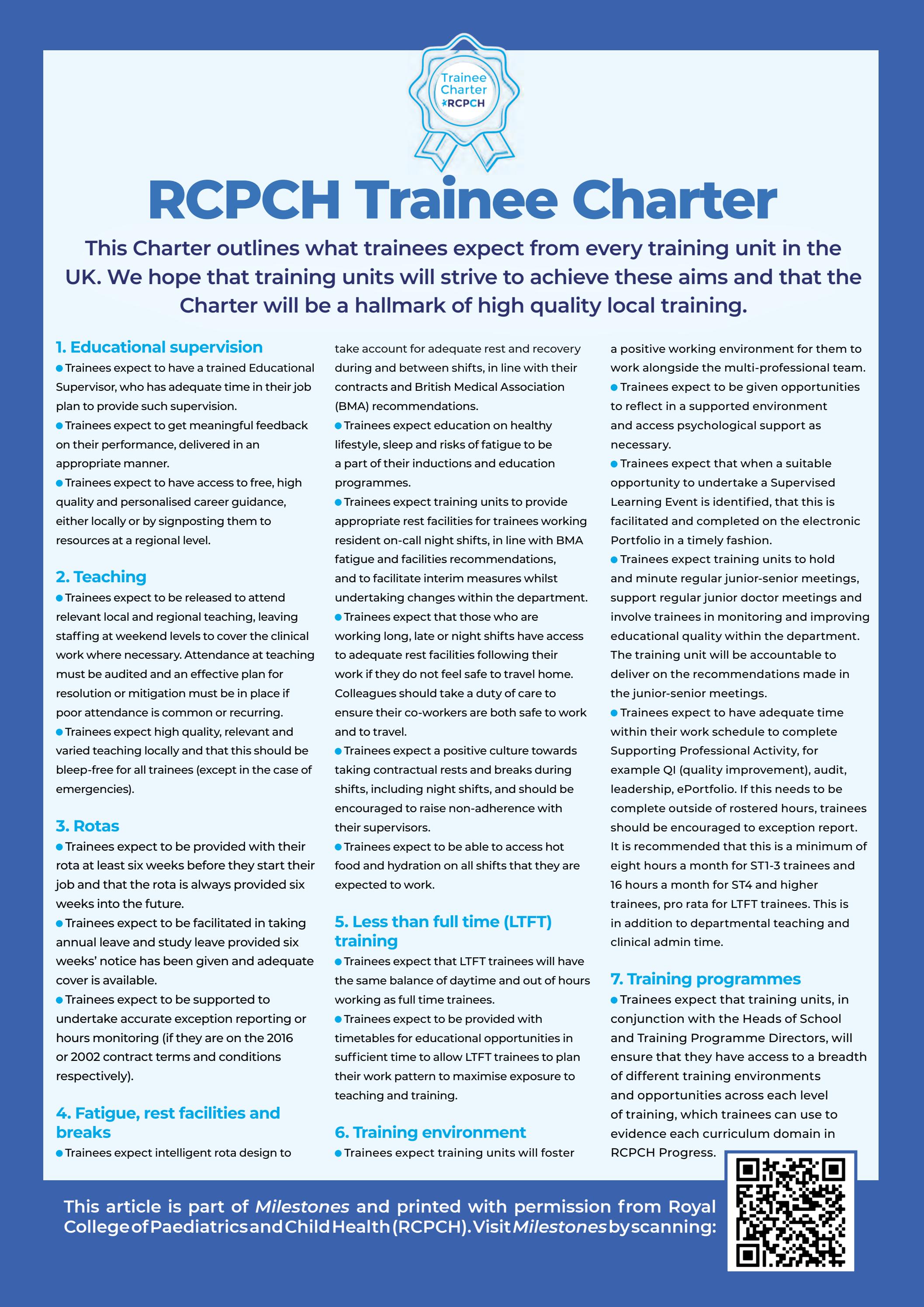 RCPCH Trainee Charter by Royal College of Paediatrics and Child Health ...