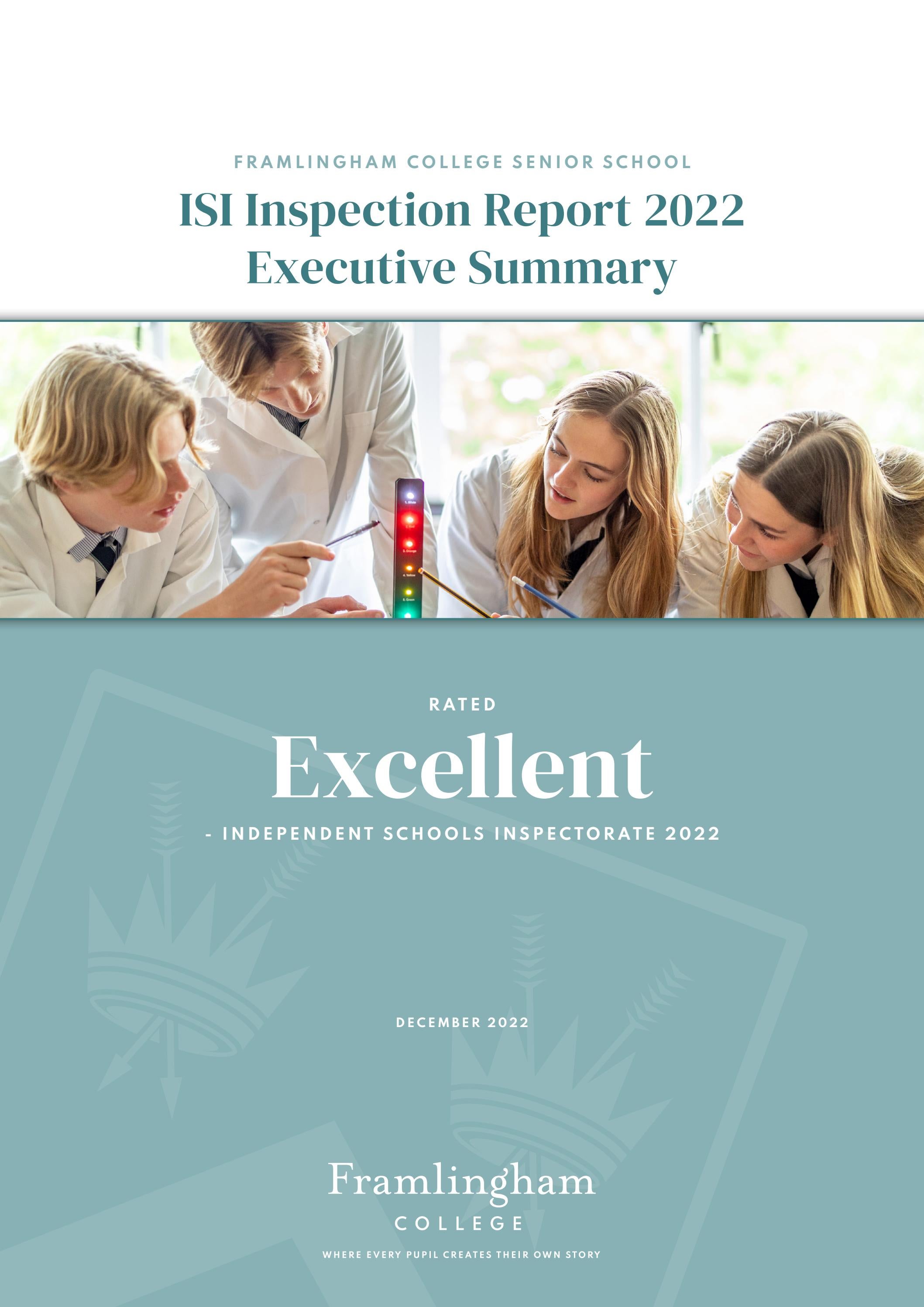 Senior School ISI Report 2022 Executive Summary by Framlingham College ...