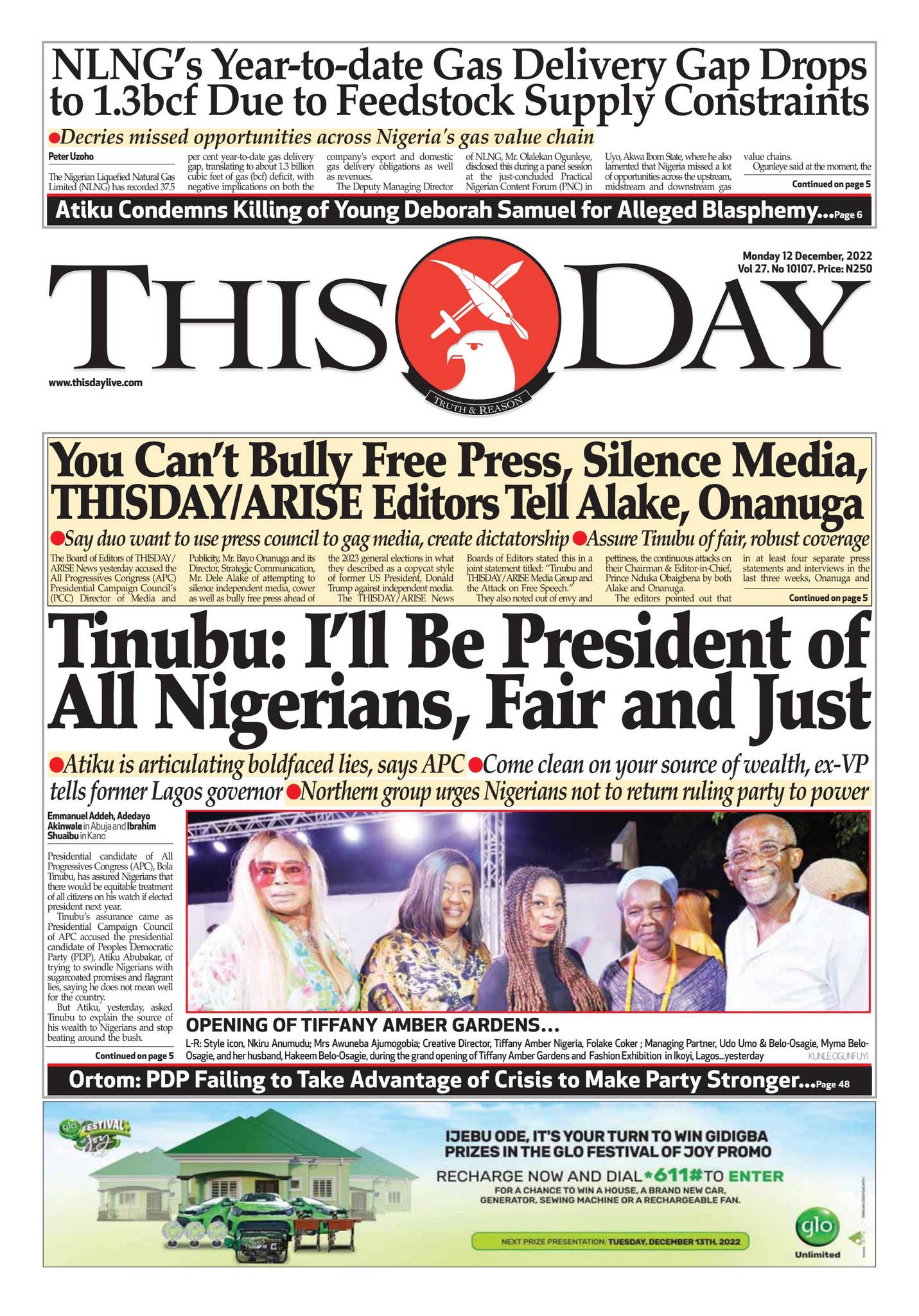 MONDAY 12TH DECEMBER 2022 by THISDAY Newspapers Ltd - Issuu
