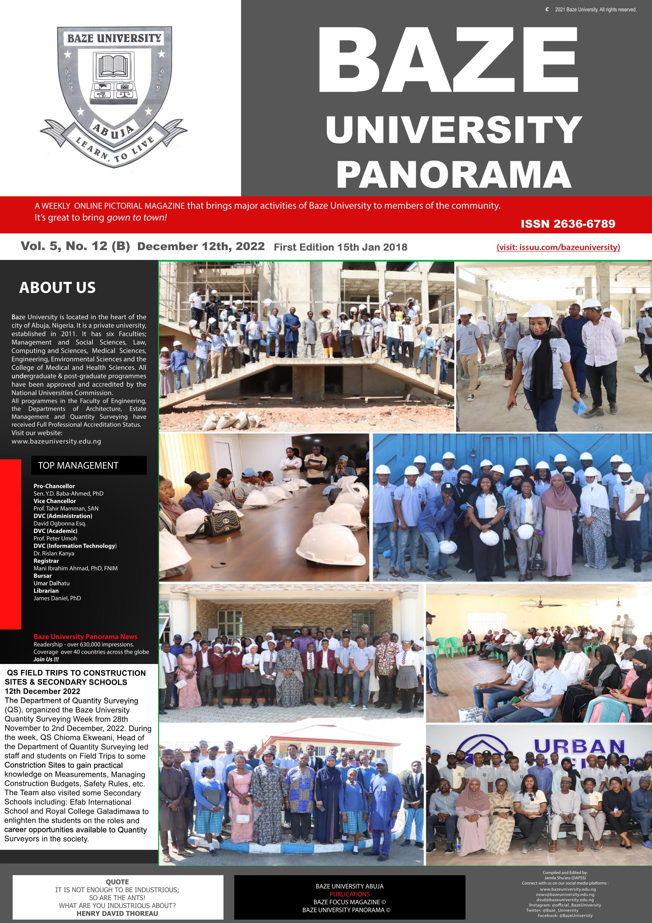 BAZE UNIVERSITY PANORAMA NEWS (12th December 2022) by Baze University ...