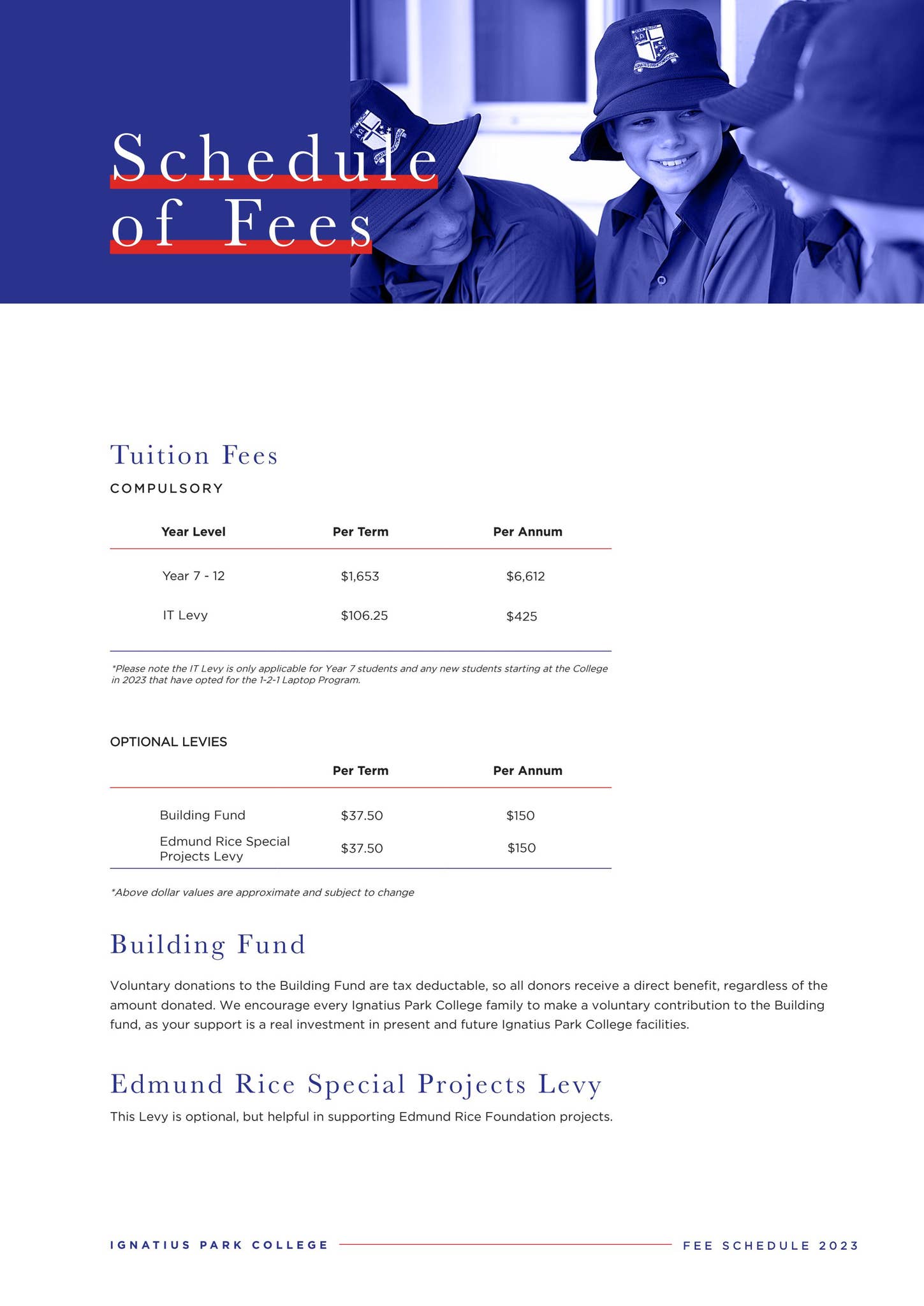 College Fee Schedule 2023 by Ignatius Park College - Issuu