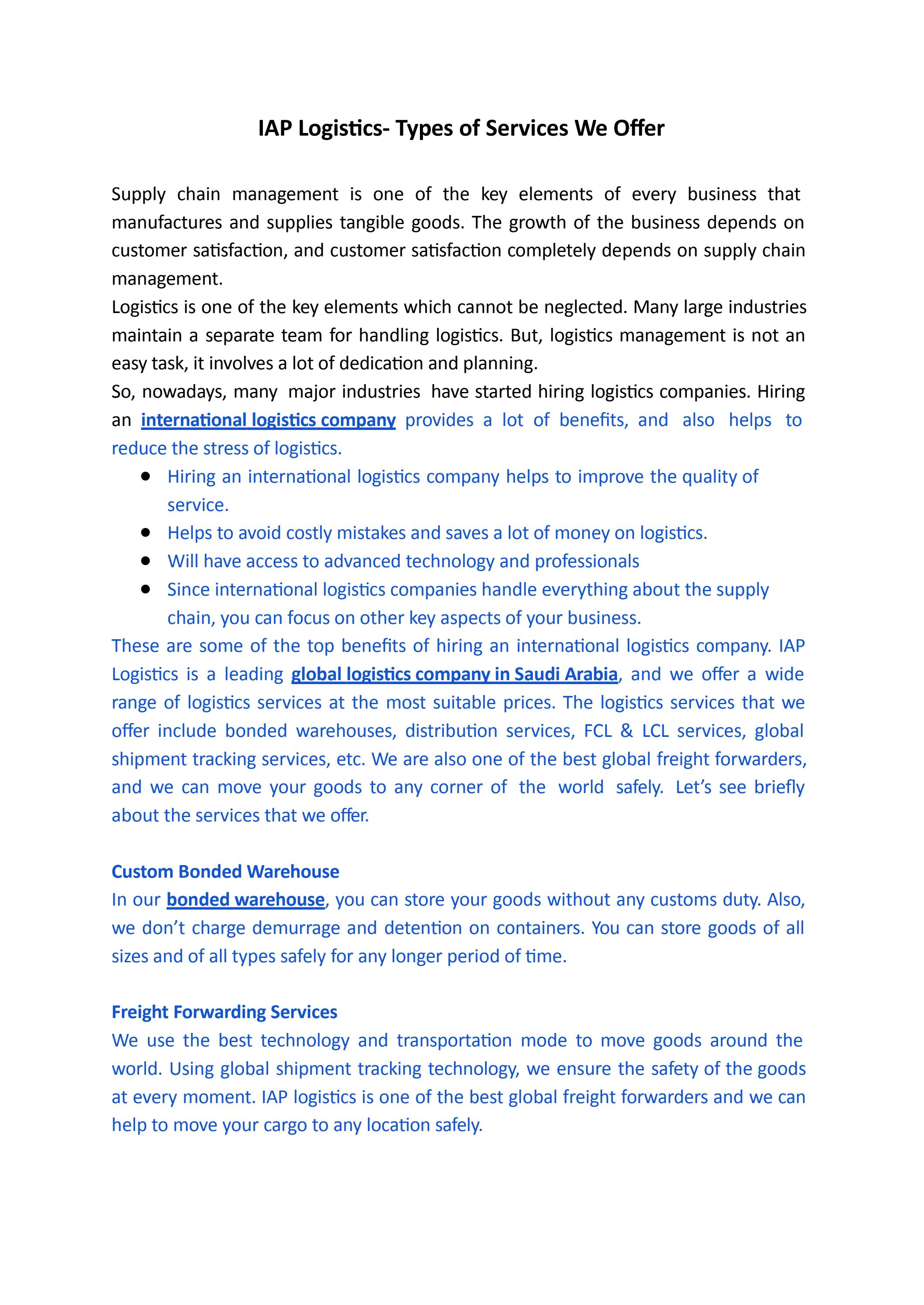 IAP Logistics- Types of Services We Offer by IAP logistics - Issuu